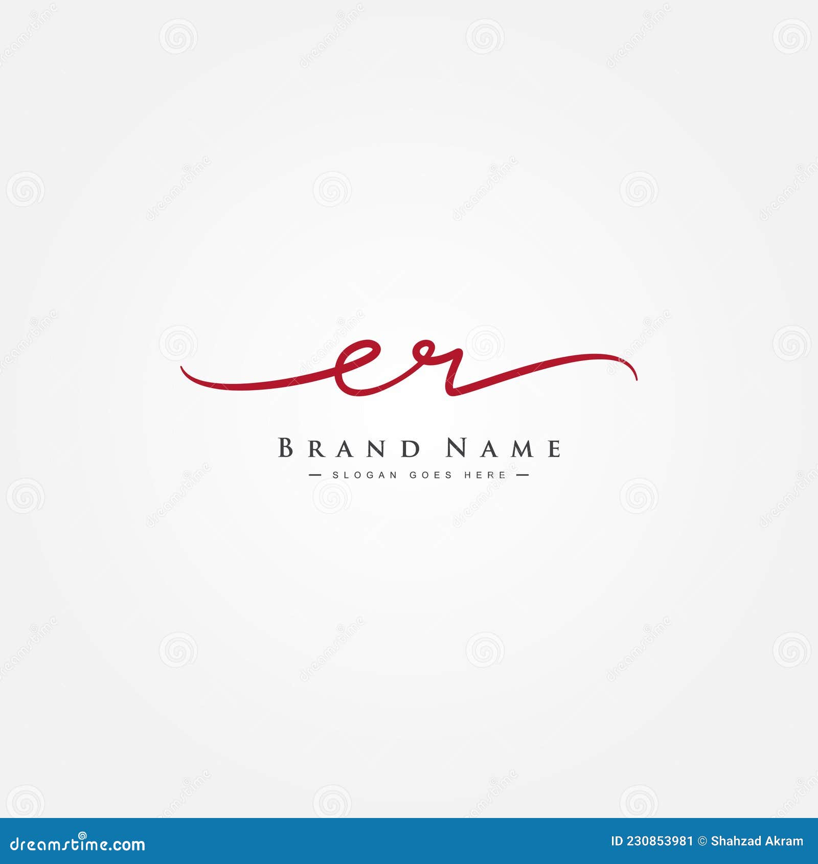 Initial Letter ER Logo - Handwritten Signature Logo for Alphabet E and ...