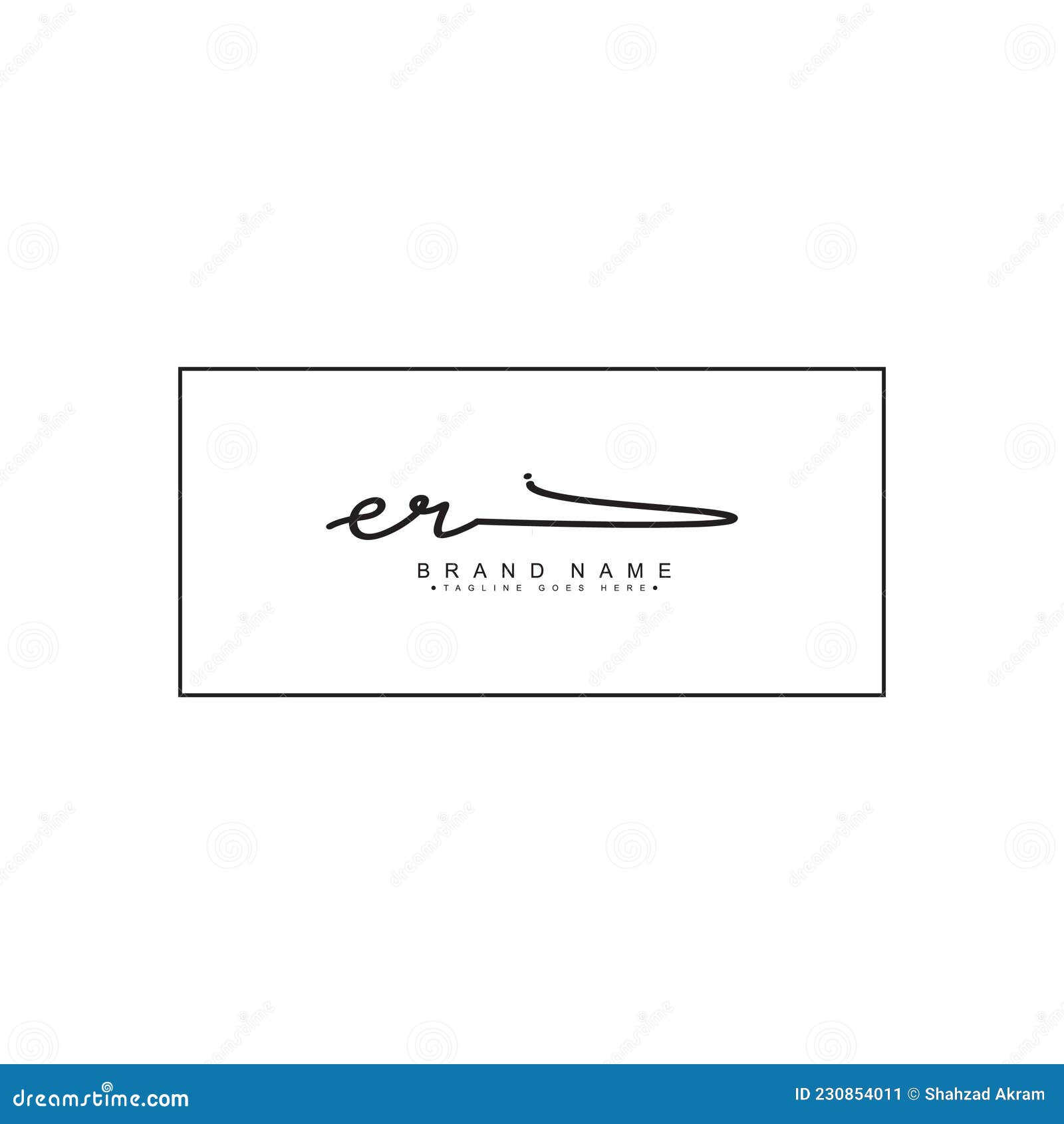 Initial Letter ER Logo - Handwritten Signature Logo for Alphabet E and ...