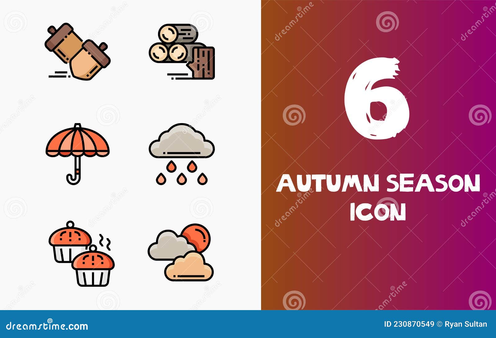 Cute Autumn Season Icon Set 8 Stock Vector - Illustration of corn ...