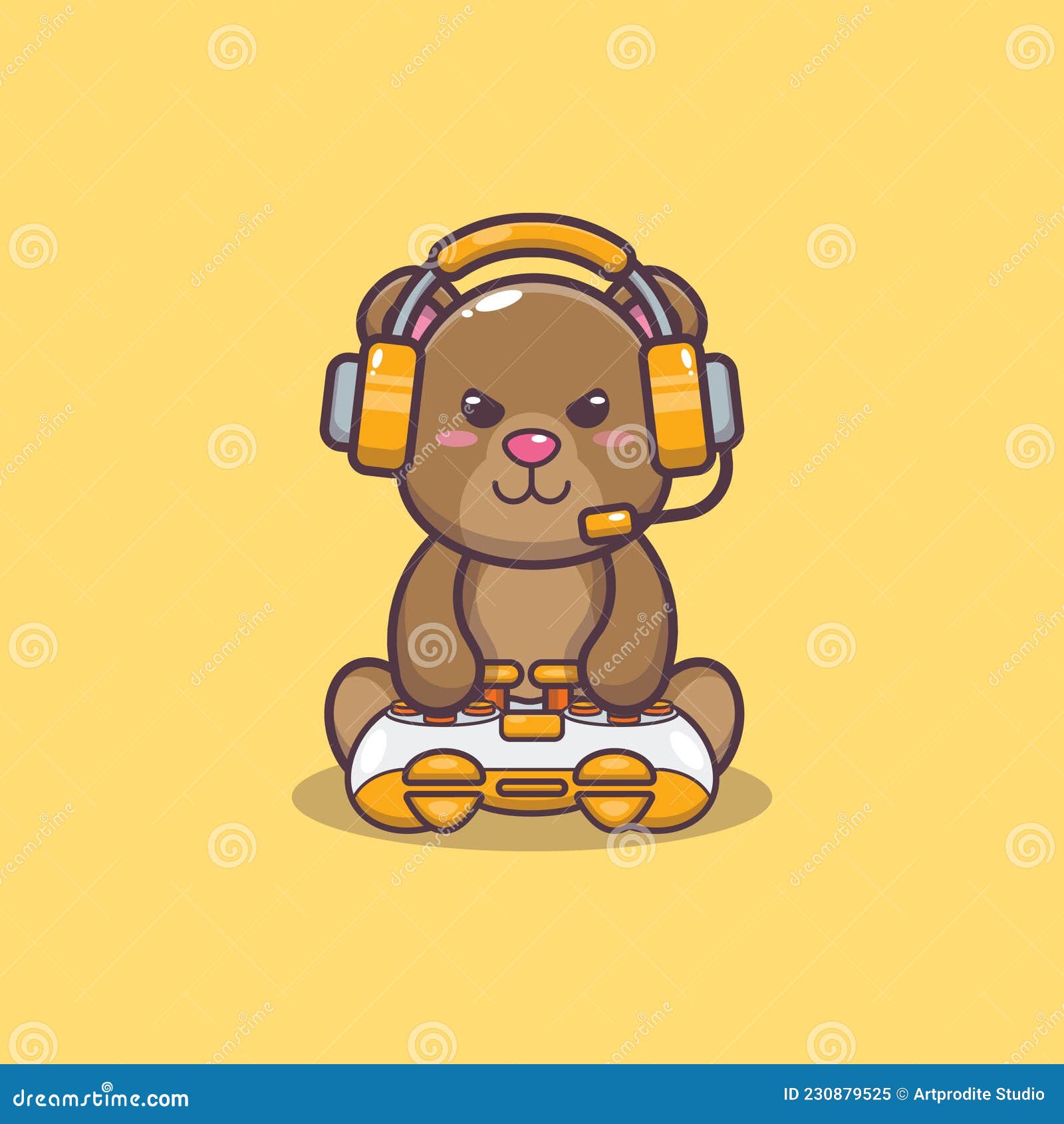 Cute Gaming Bear. Cute Animal Vector Cartoon Illustration ...