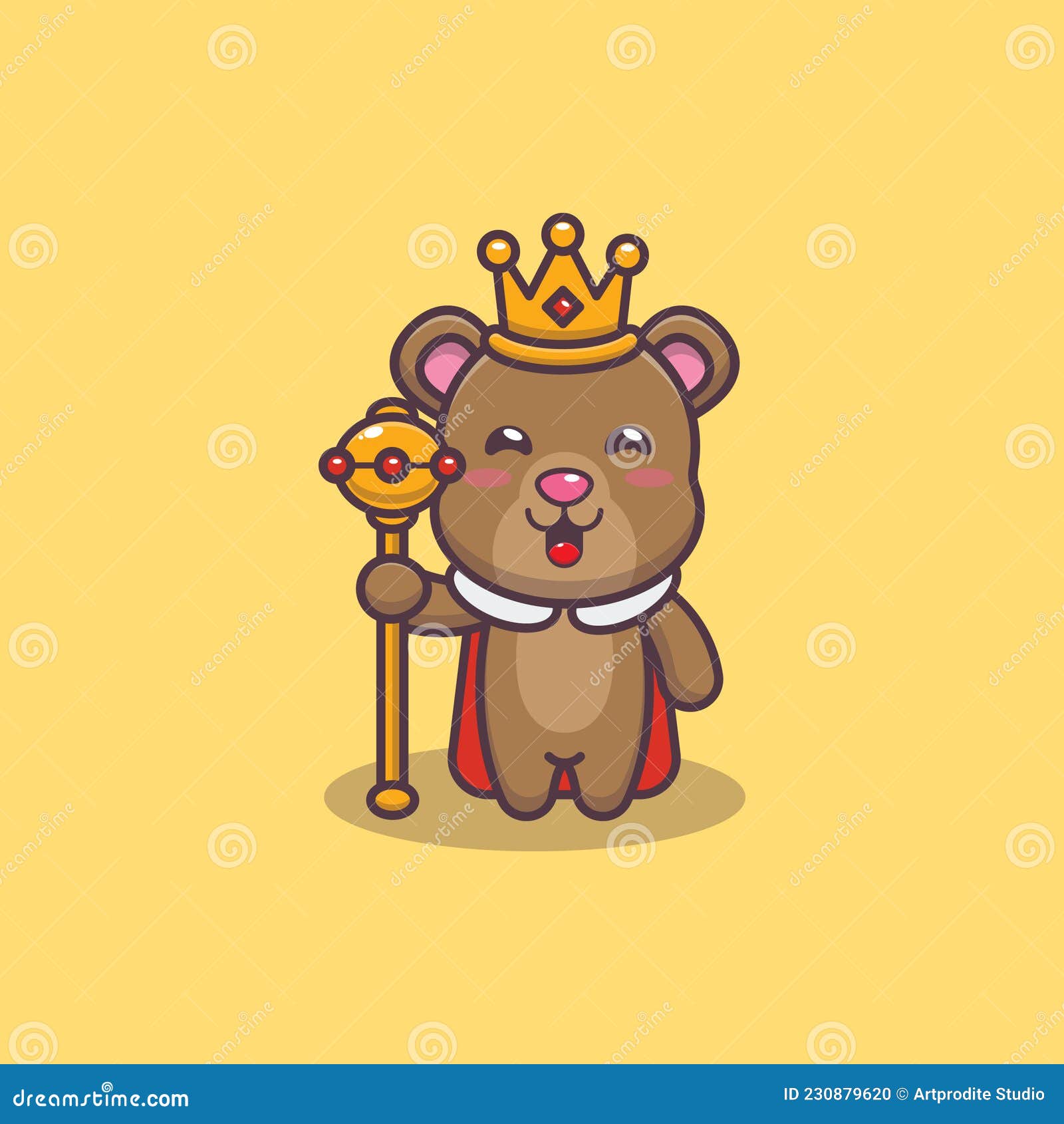 King Sad Bear Mascot Logo Designi Vector Illustration | CartoonDealer ...