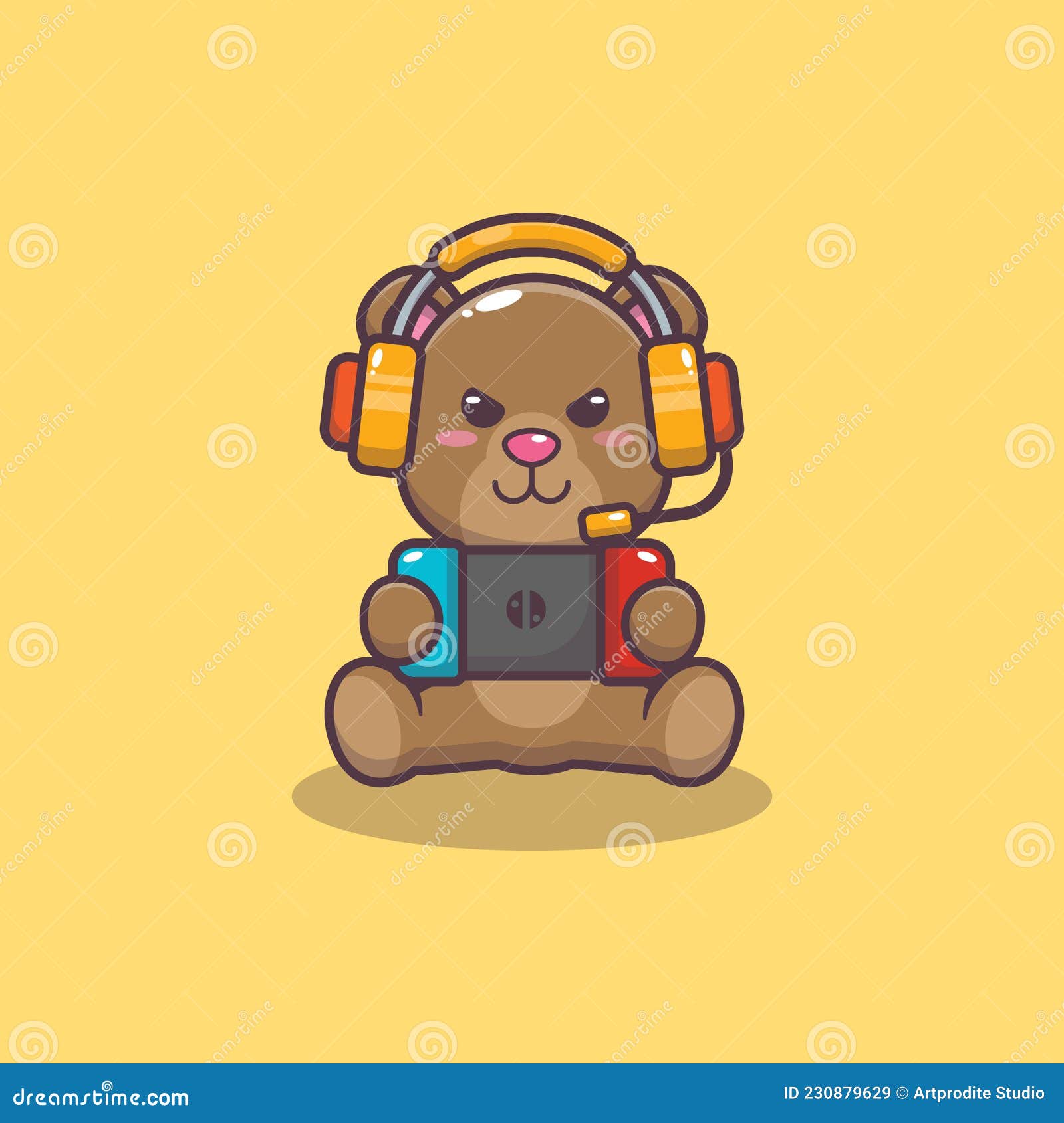 Cute Gaming Bear. Cute Animal Vector Cartoon Illustration Stock Vector ...