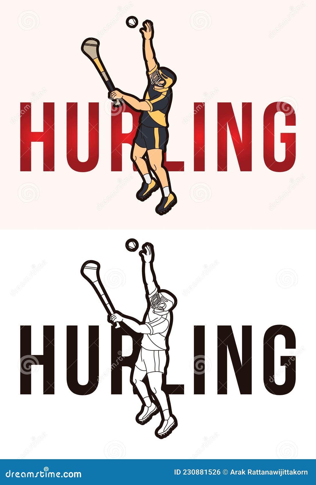Hurling Text with Sport Player Graphic Vector Stock Vector ...