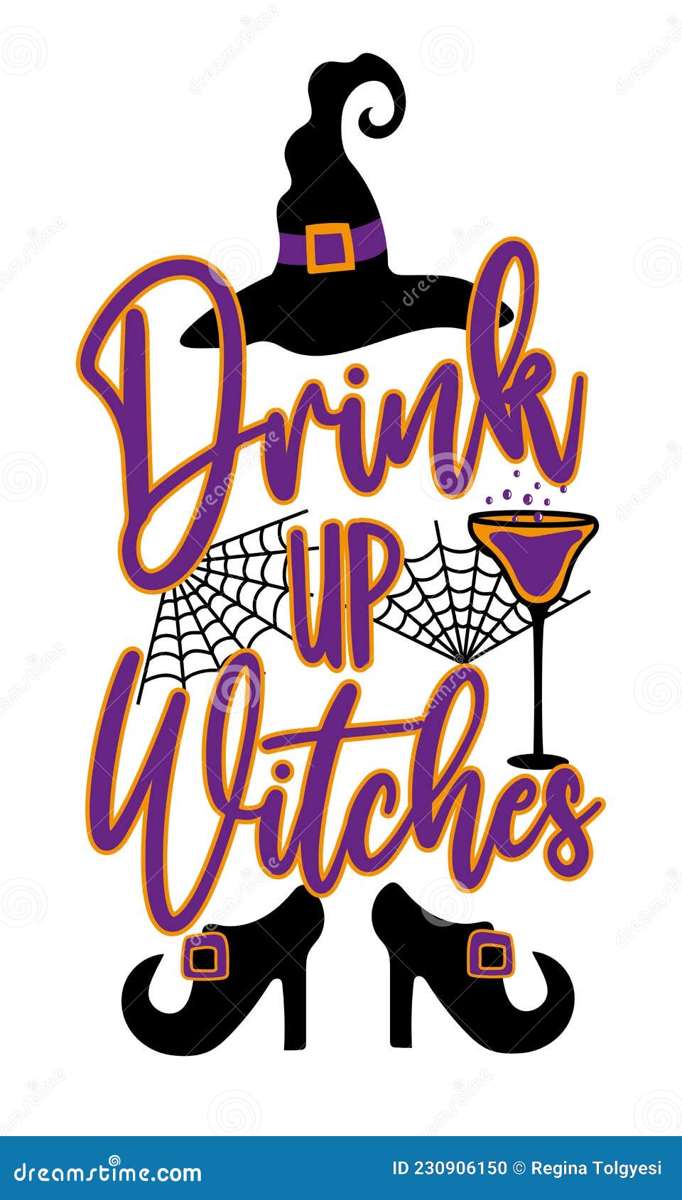Drink Up Witches - Funny Halloween Saying with Drinking Glass, Witch ...