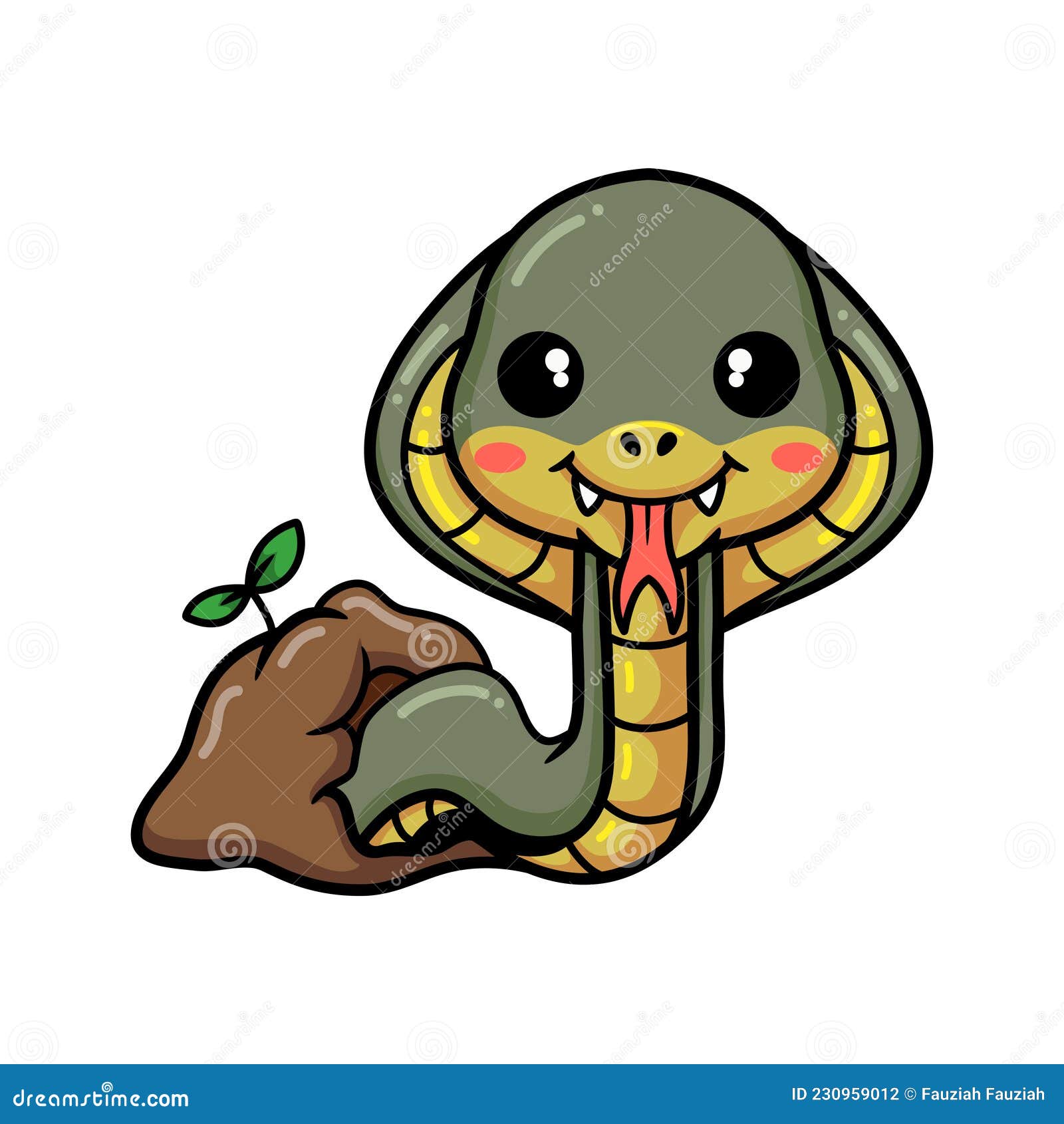 Cute Little Cobra Snake Cartoon Stock Vector - Illustration of chibi ...