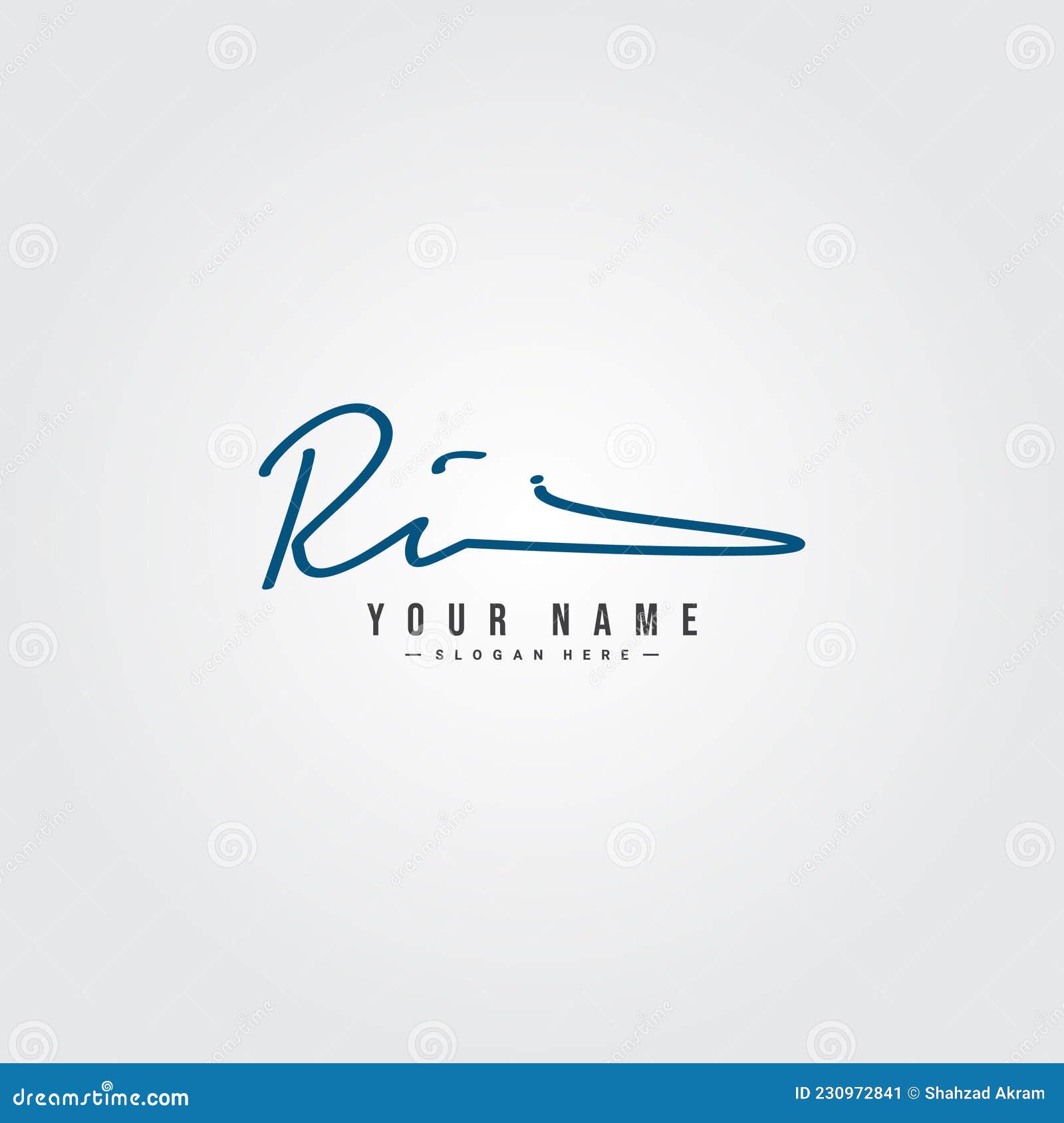 Initial Letter RI Logo - Handwritten Signature Logo for Alphabet R and ...