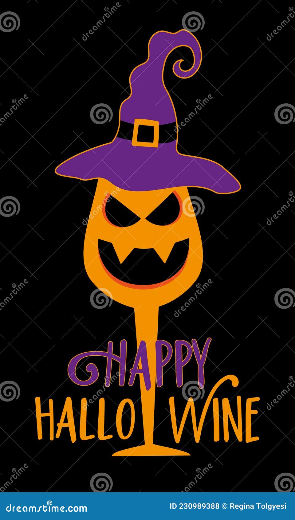 Happy Hallo Wine - Funny Phrase with Scary Wine Glass for Halloween ...