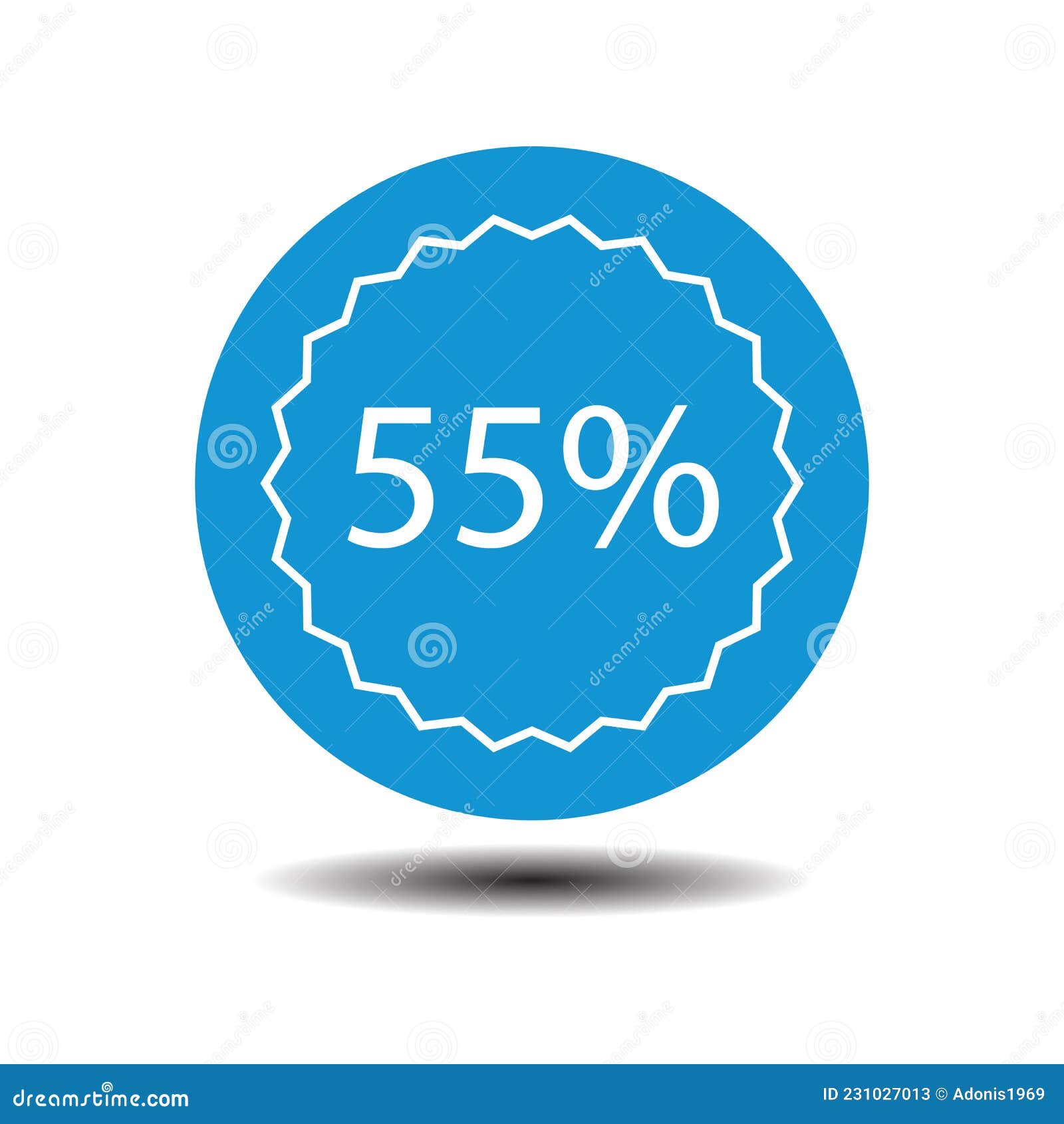 Percent 55 on blue button stock illustration. Illustration of icon ...