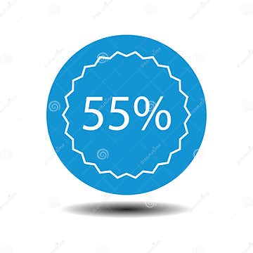 Percent 55 on blue button stock illustration. Illustration of icon ...