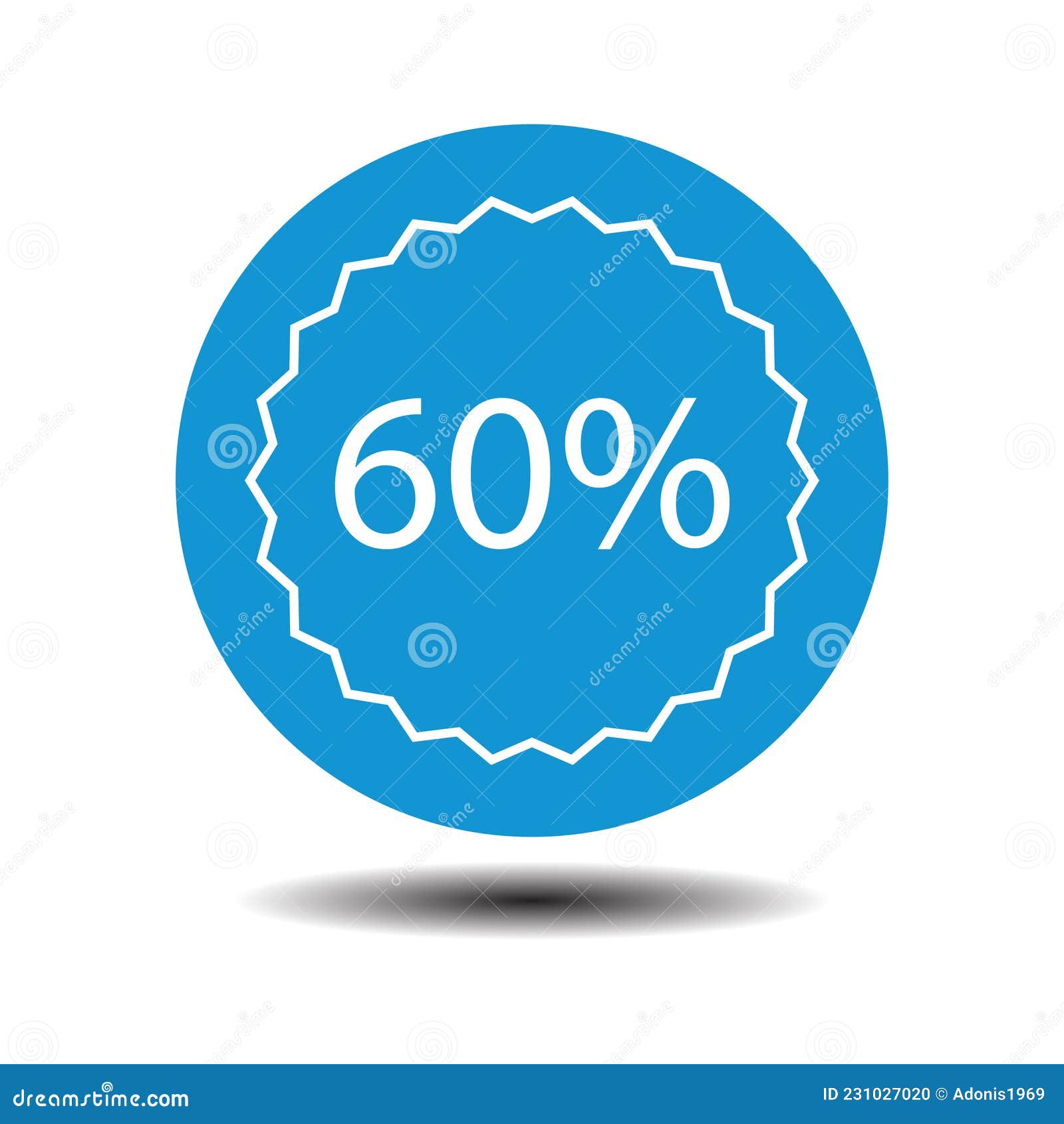 Percent 60 on blue button stock illustration. Illustration of ...