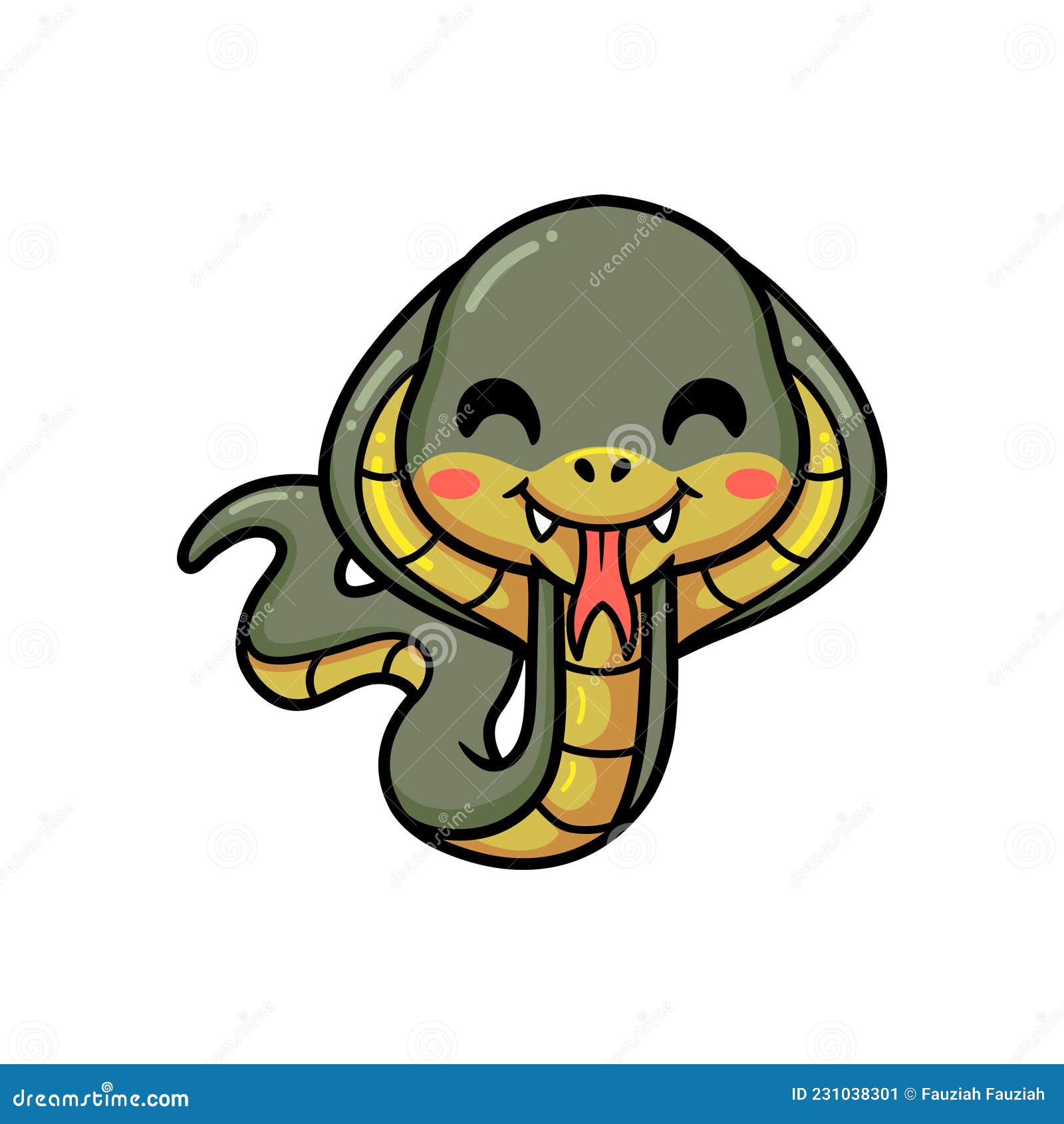 Cute Little Cobra Snake Cartoon Stock Vector - Illustration of flat ...