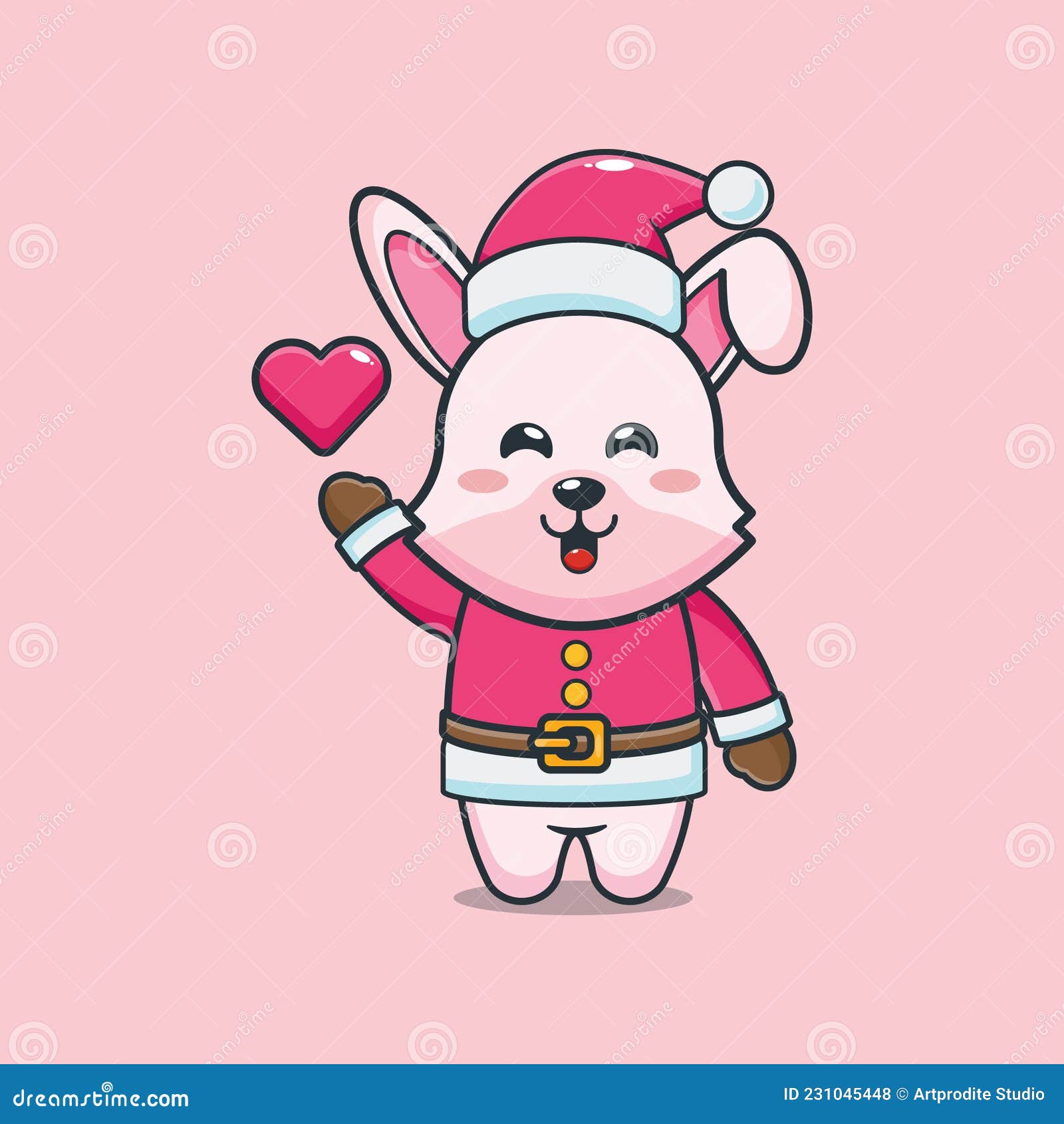 Cute Christmas Bunny Rabbit with Santa Costume Cartoon Vector ...
