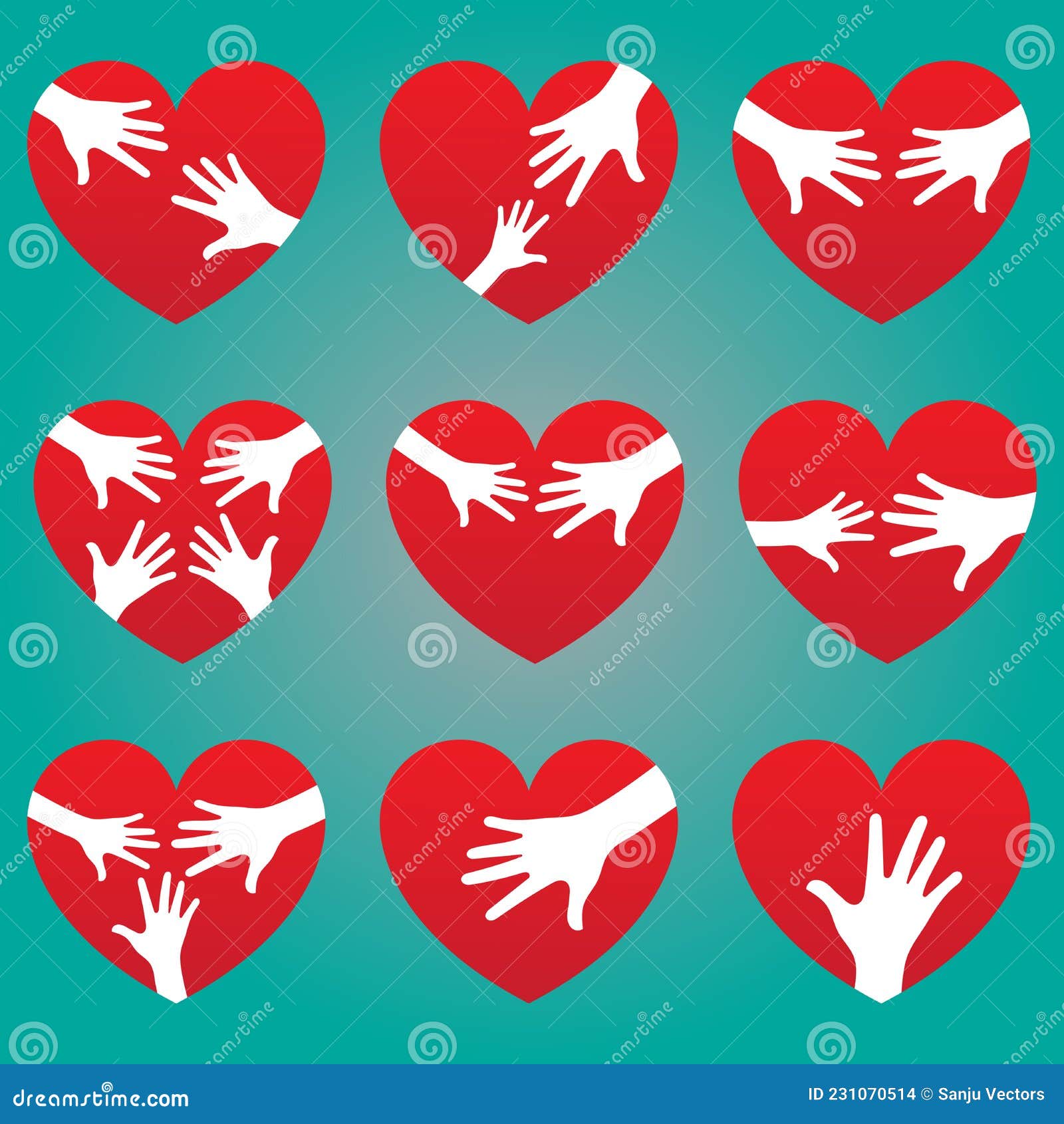 Helping Hands And Heart Icons Logo Vector Design. | CartoonDealer.com ...