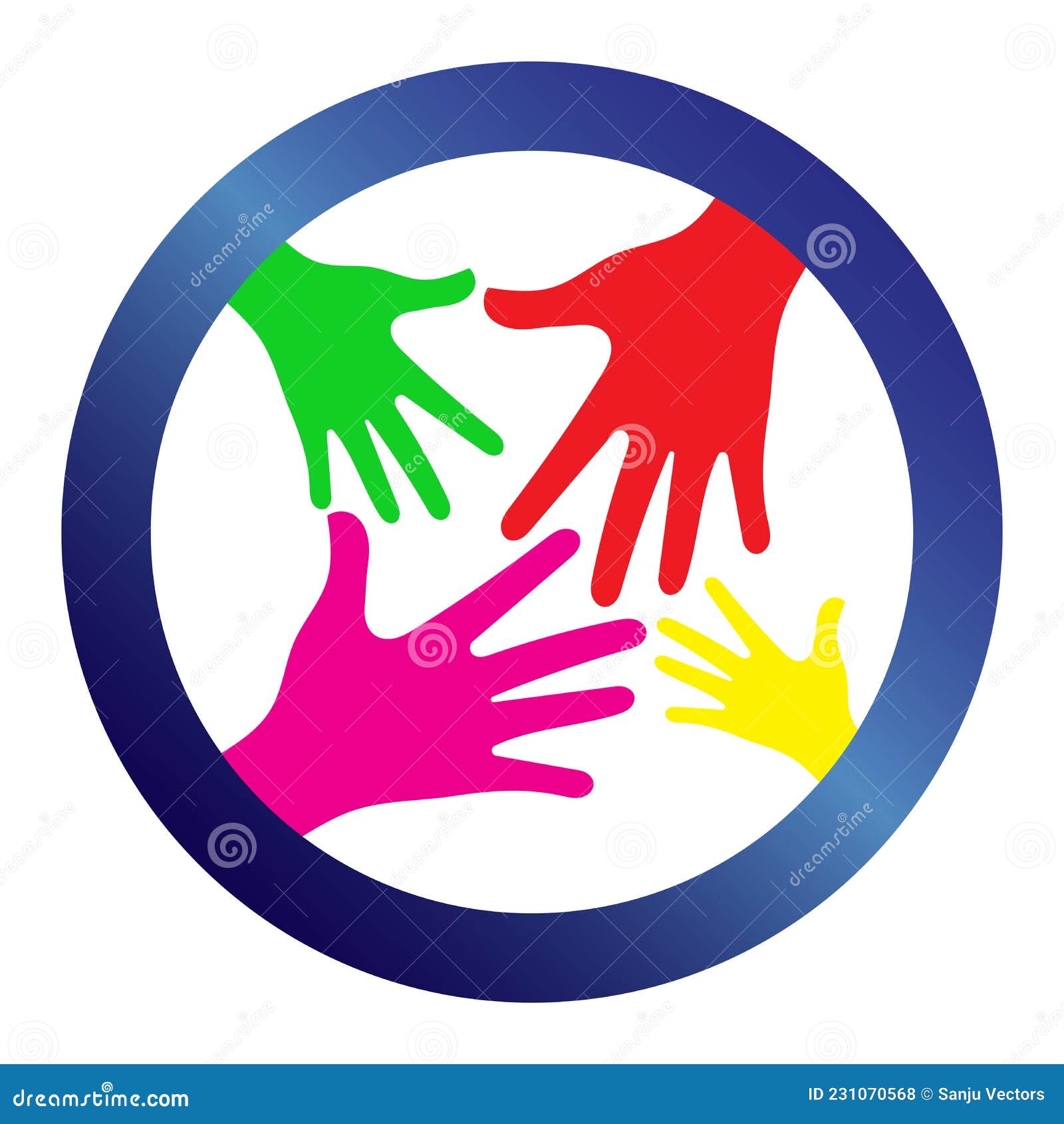 Hand Care Helping Colorful Hands Logo Vector Design Isolated on White ...