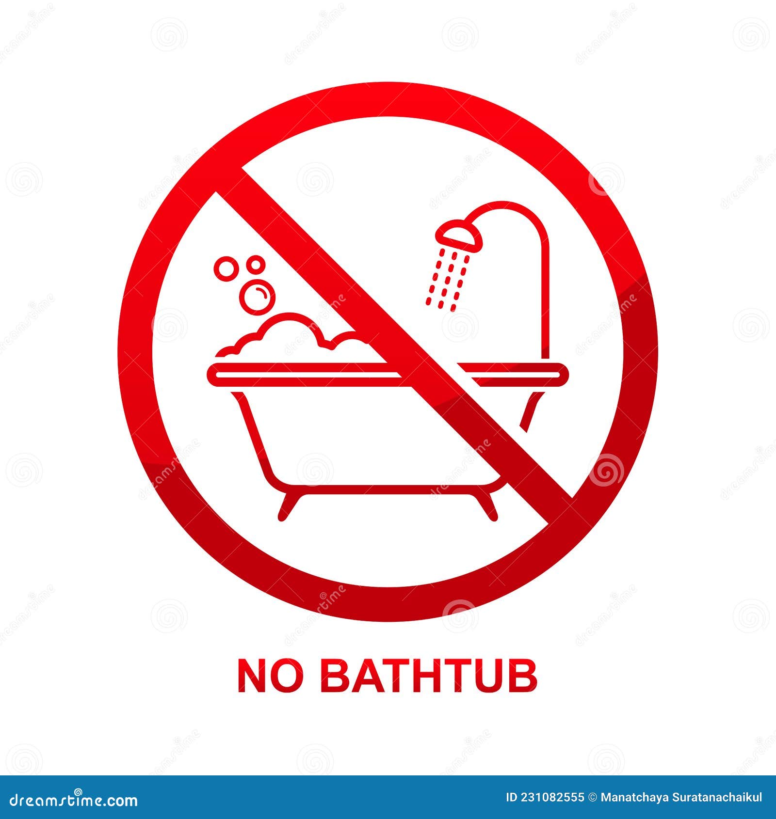 No Bathtub Sign Isolated on White Background Stock Vector ...