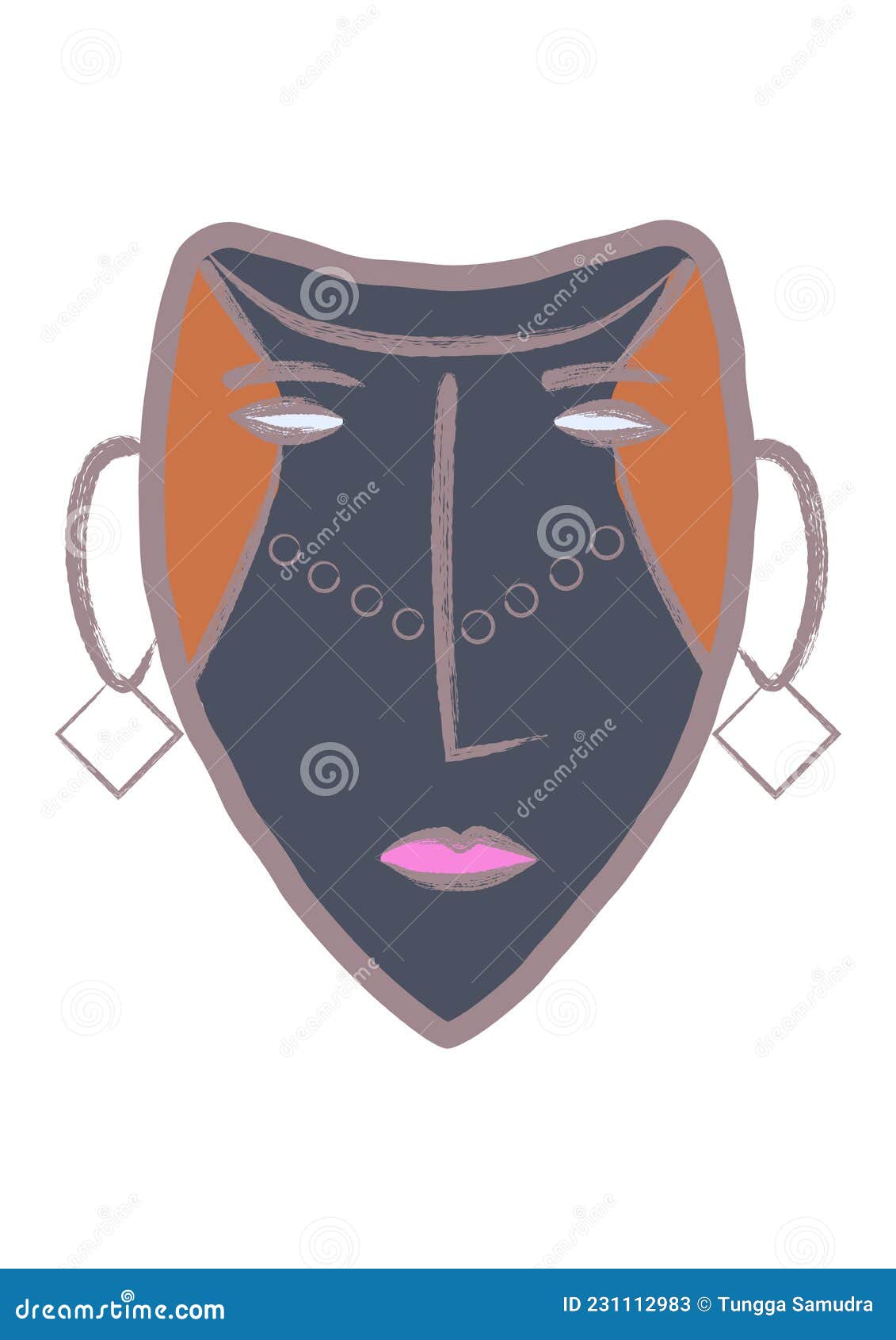 Abstract Face Painting. Hand Drawn Cubism Face. Culture Face Art Stock ...