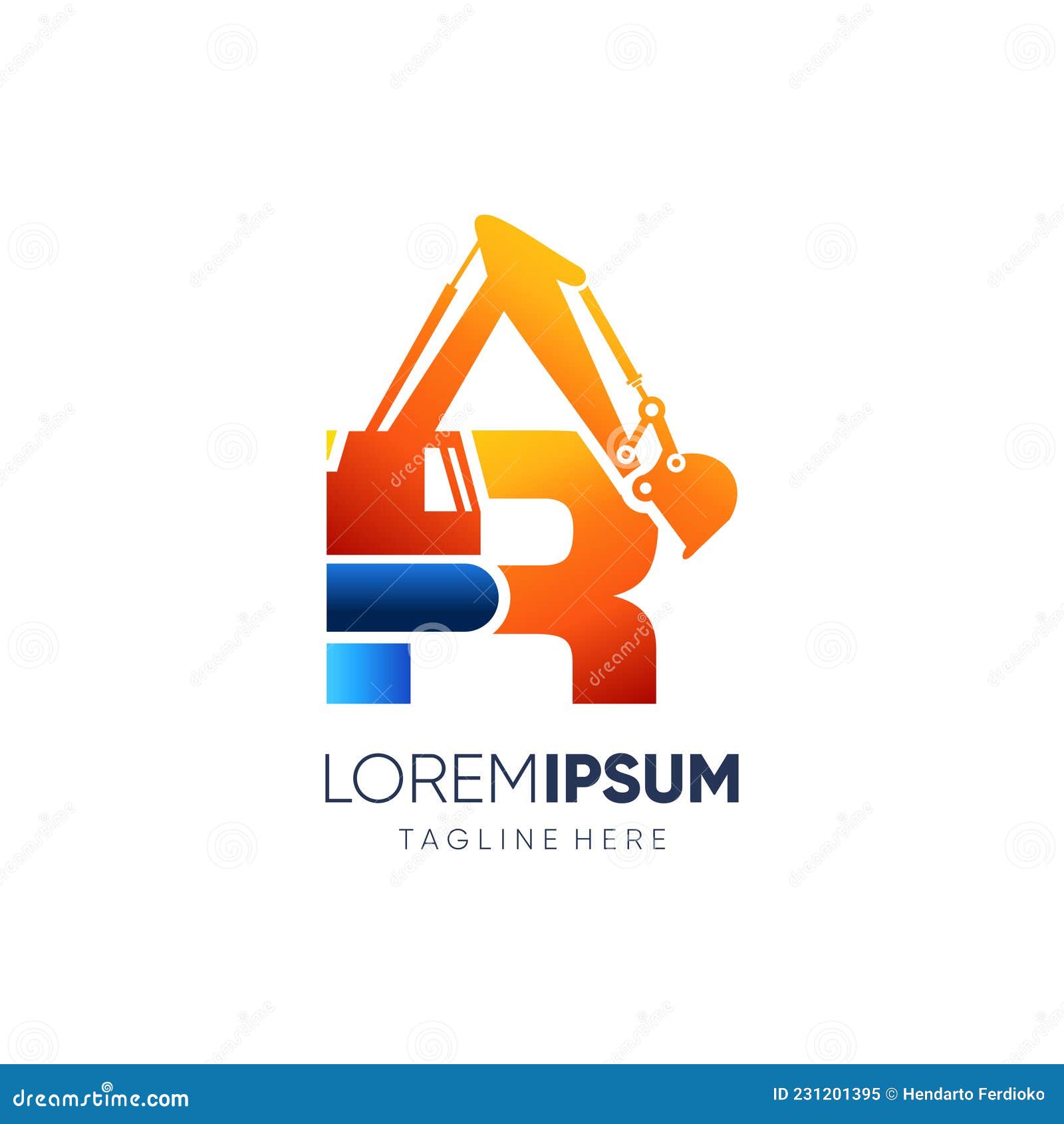 Letter R Initial Excavator Logo Design Vector Icon Graphic Stock Vector ...