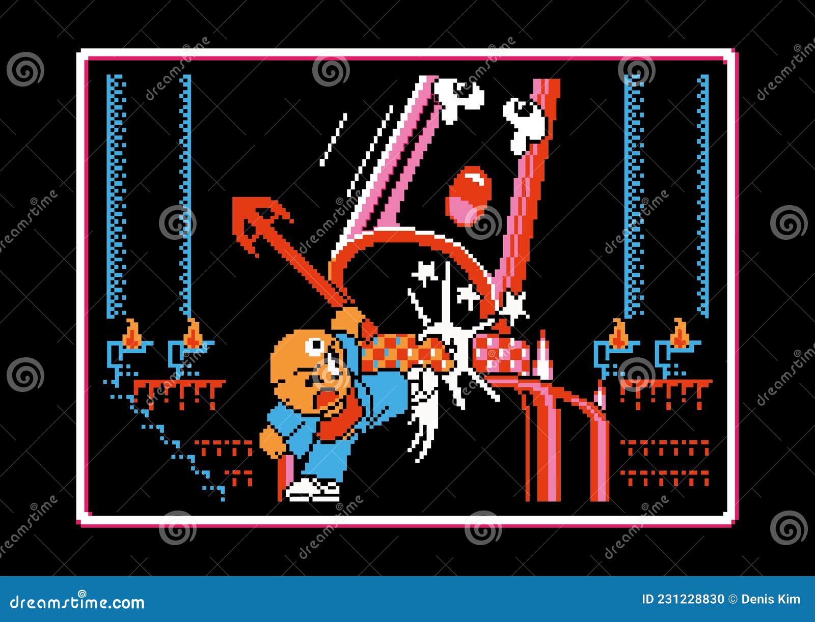 The Splash Screen of the 3 Eye Story Video Game of an 8-bit Game ...