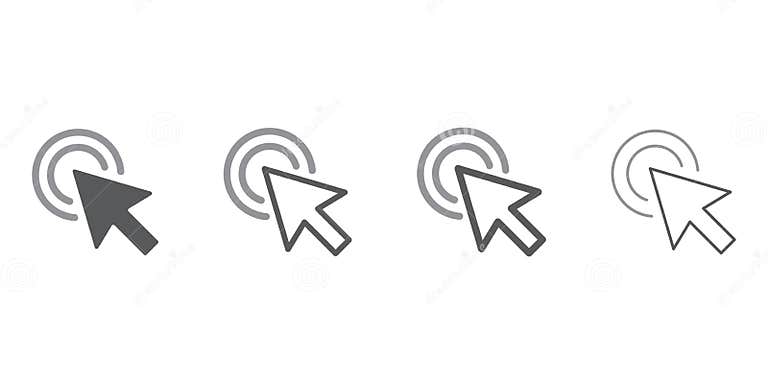 Click Arrow Cursor Icon Set on a White Background. Arrow Click Symbol ...