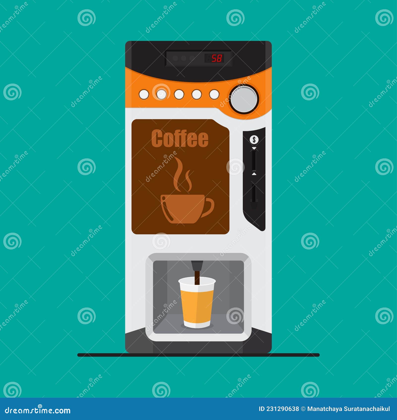 Coffee Vending Machine Isolated on Background Stock Vector ...