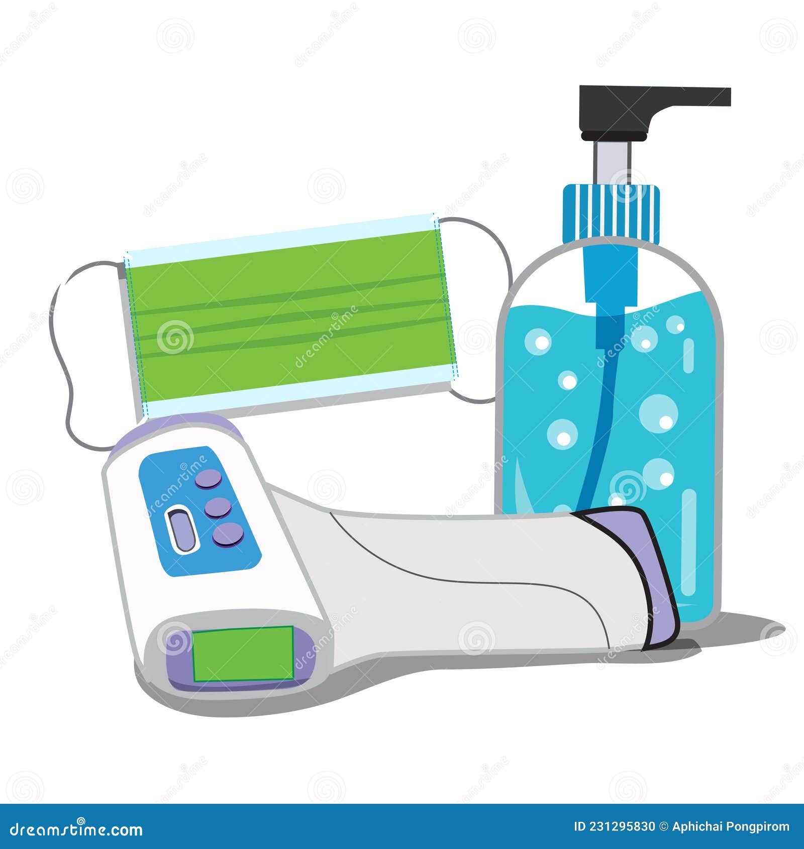 Vector Illustration Covid-19 Prevention Equipment Stock Vector ...