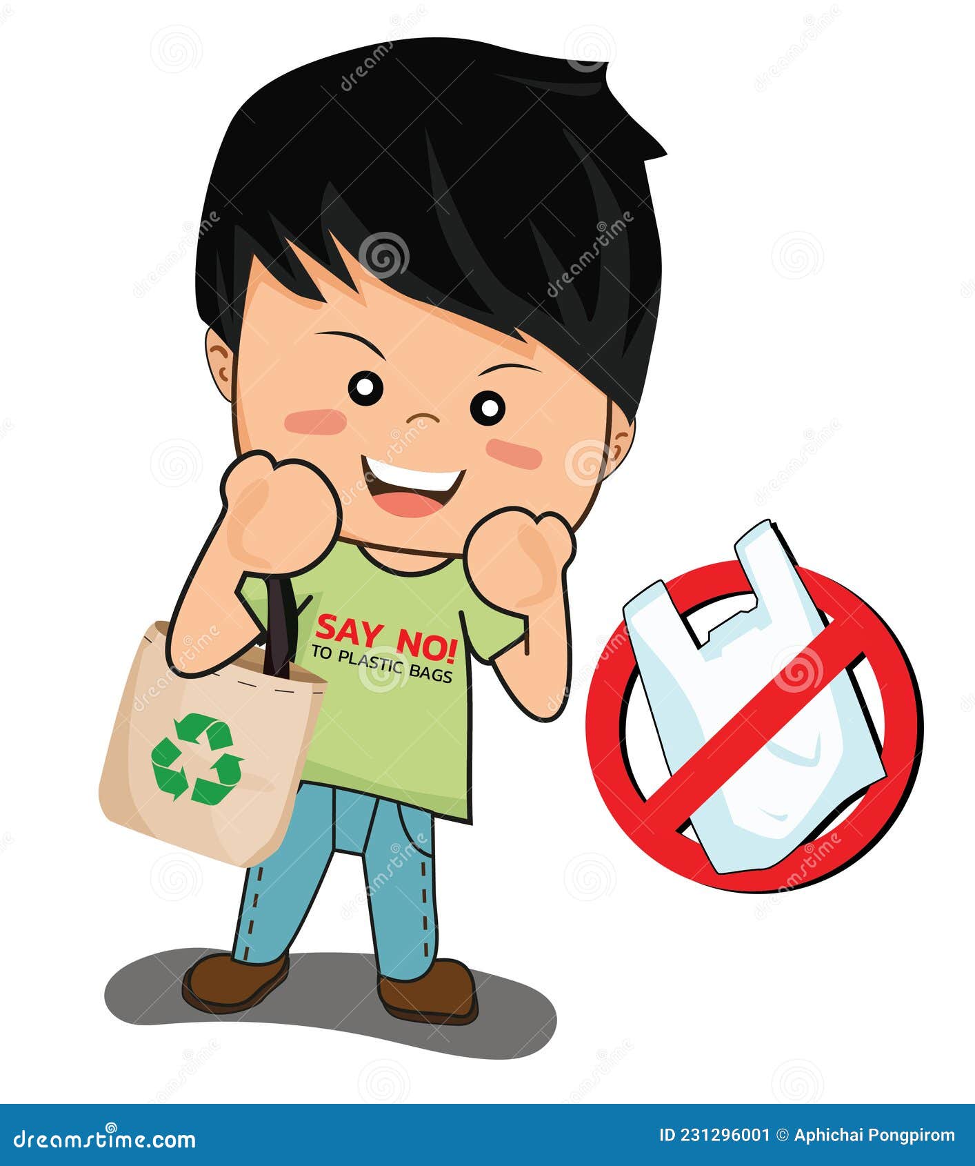 Stop Using Plastic Bags Poster. Ban On Single-use Plastics. Concept Of ...