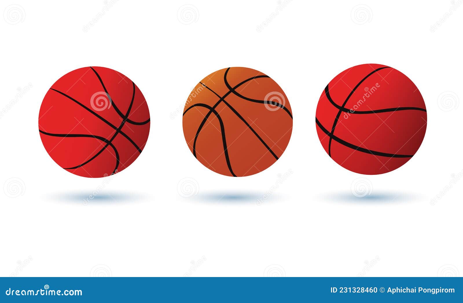 Vector Illustration Three Basketballs, Multiple Angles Stock Vector ...