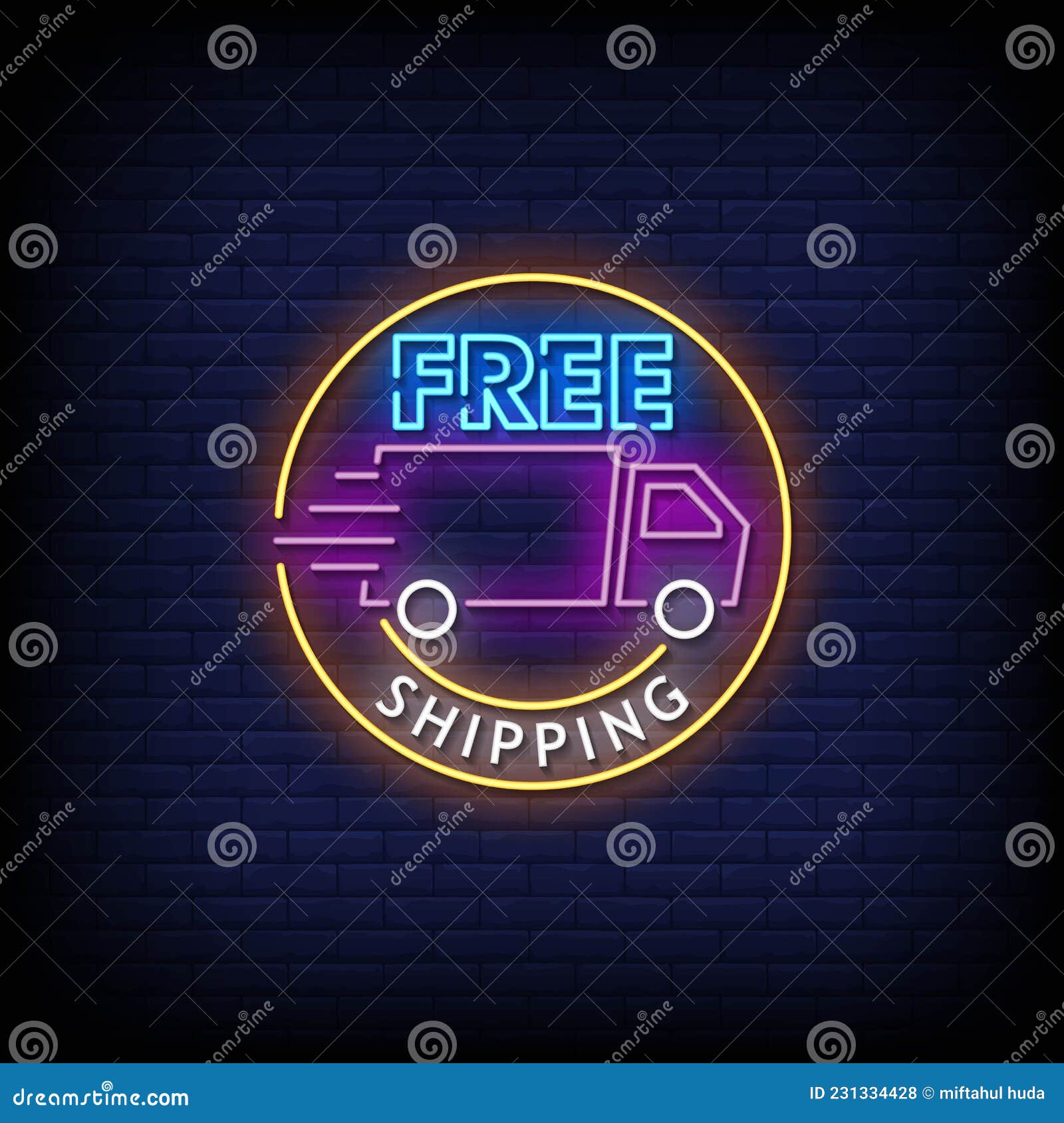 Free Shipping Neon Signs Style Text Vector Stock Vector - Illustration ...