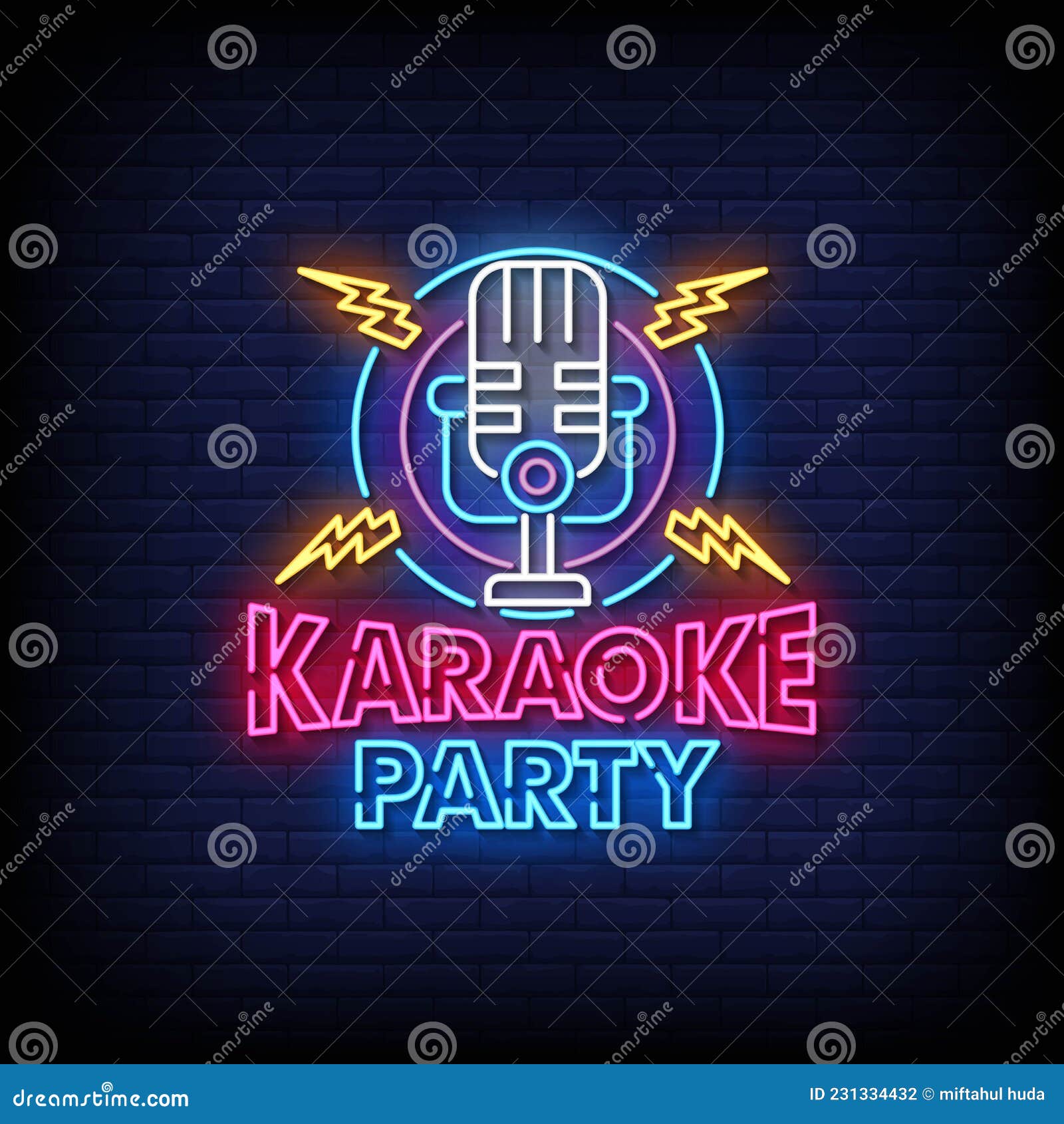 Karaoke Party Neon Signs Style Text Vector Stock Vector - Illustration ...
