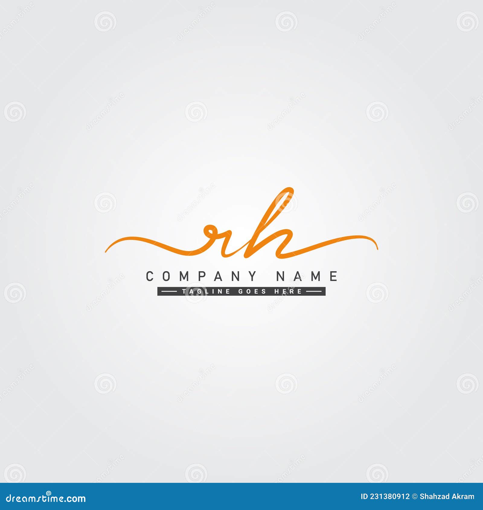 Initial Letter RH Logo - Hand Drawn Signature Style Logo Stock Vector ...