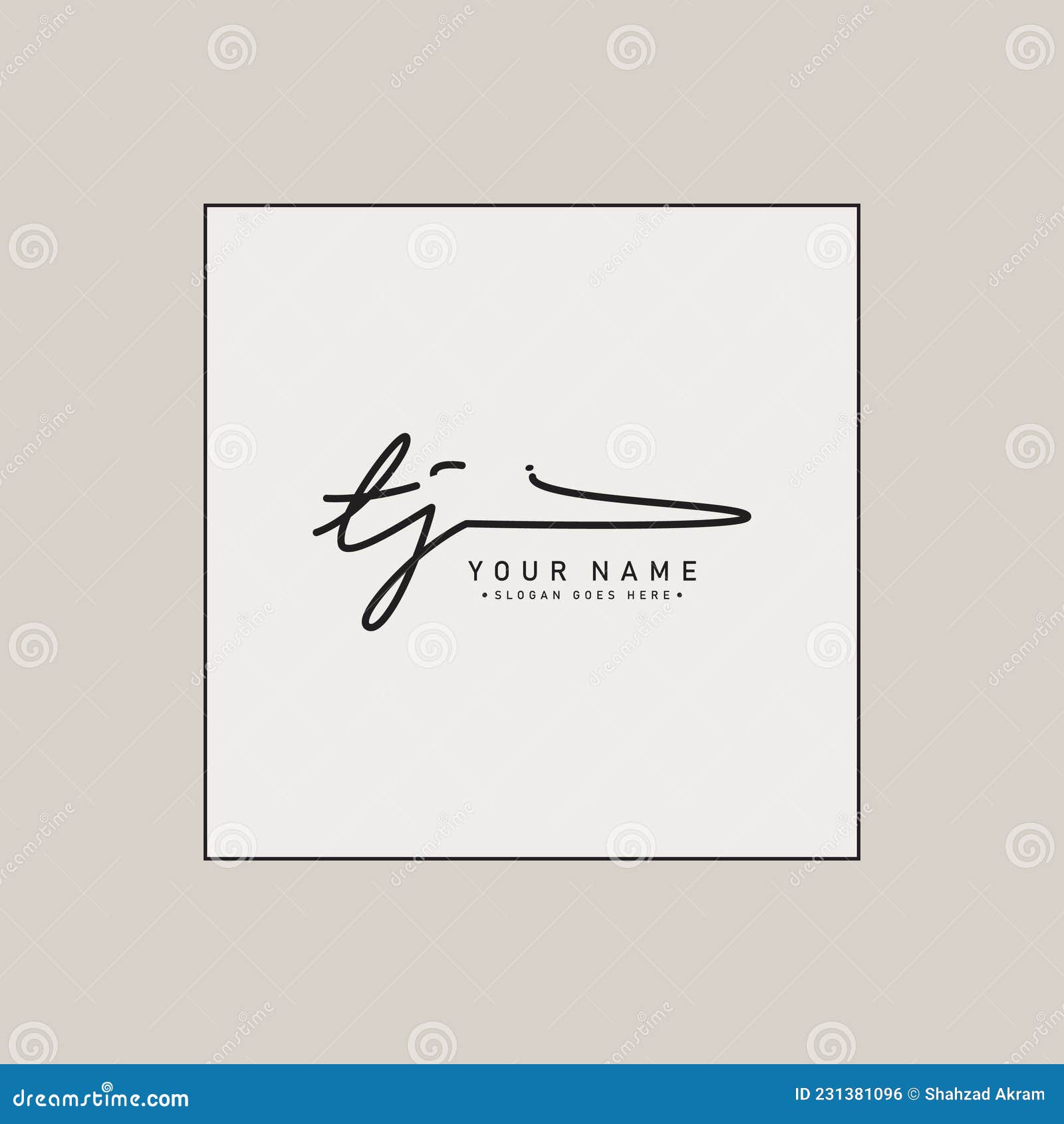 Initial Letter TJ Logo - Handwritten Signature Logo Vector Illustration ...