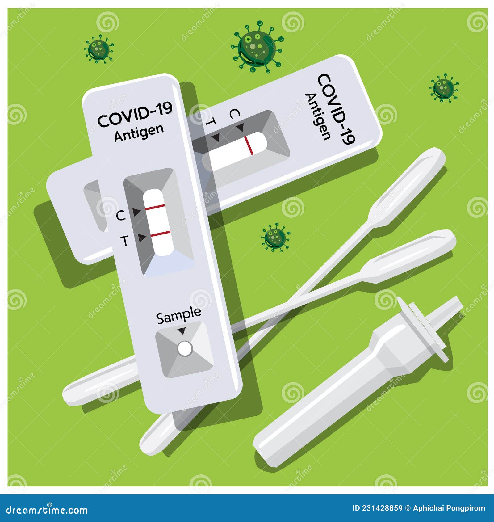 Vector Illustration of COVID-19 Antigen Test Kit ATK Two Sets on a ...