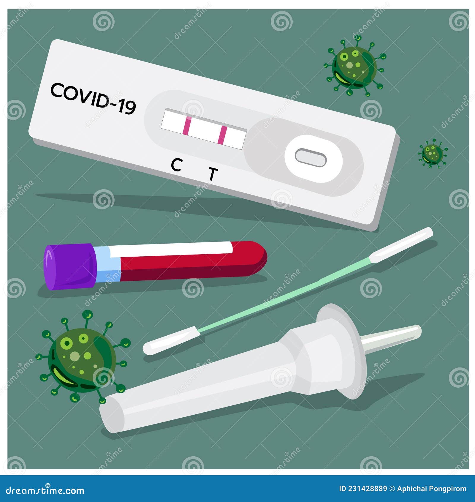 COVID-19 Antigen Test Kit ATK on a Blue-gray Background, for Testing ...