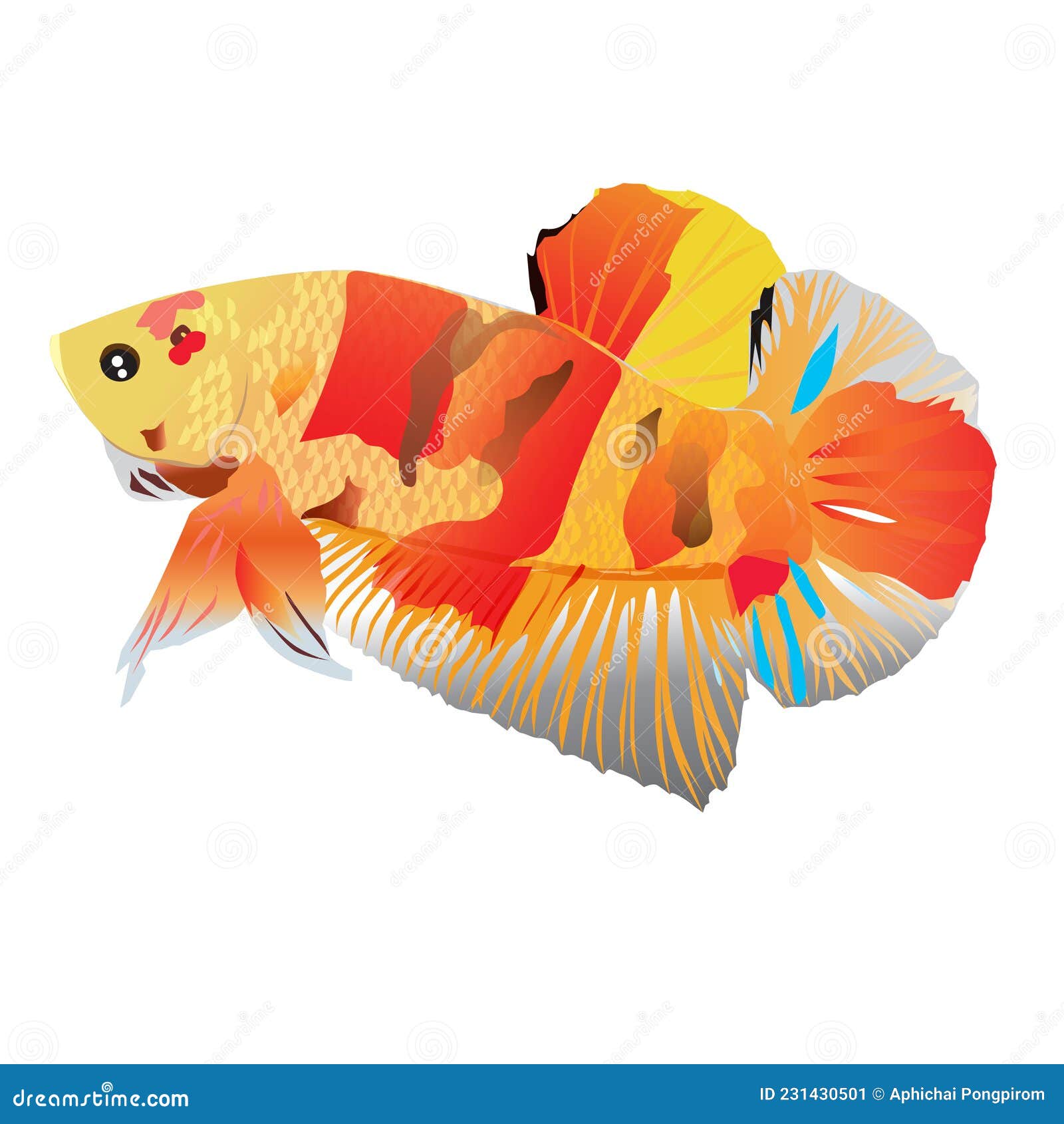 Vector Illustration Beautiful Cartoon Betta Fish, Suitable for Making ...
