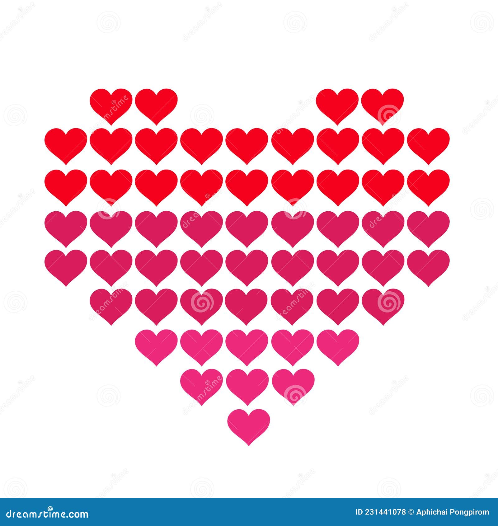 Vector Illustration Multiple Hearts Stacked Together To Form a Big ...