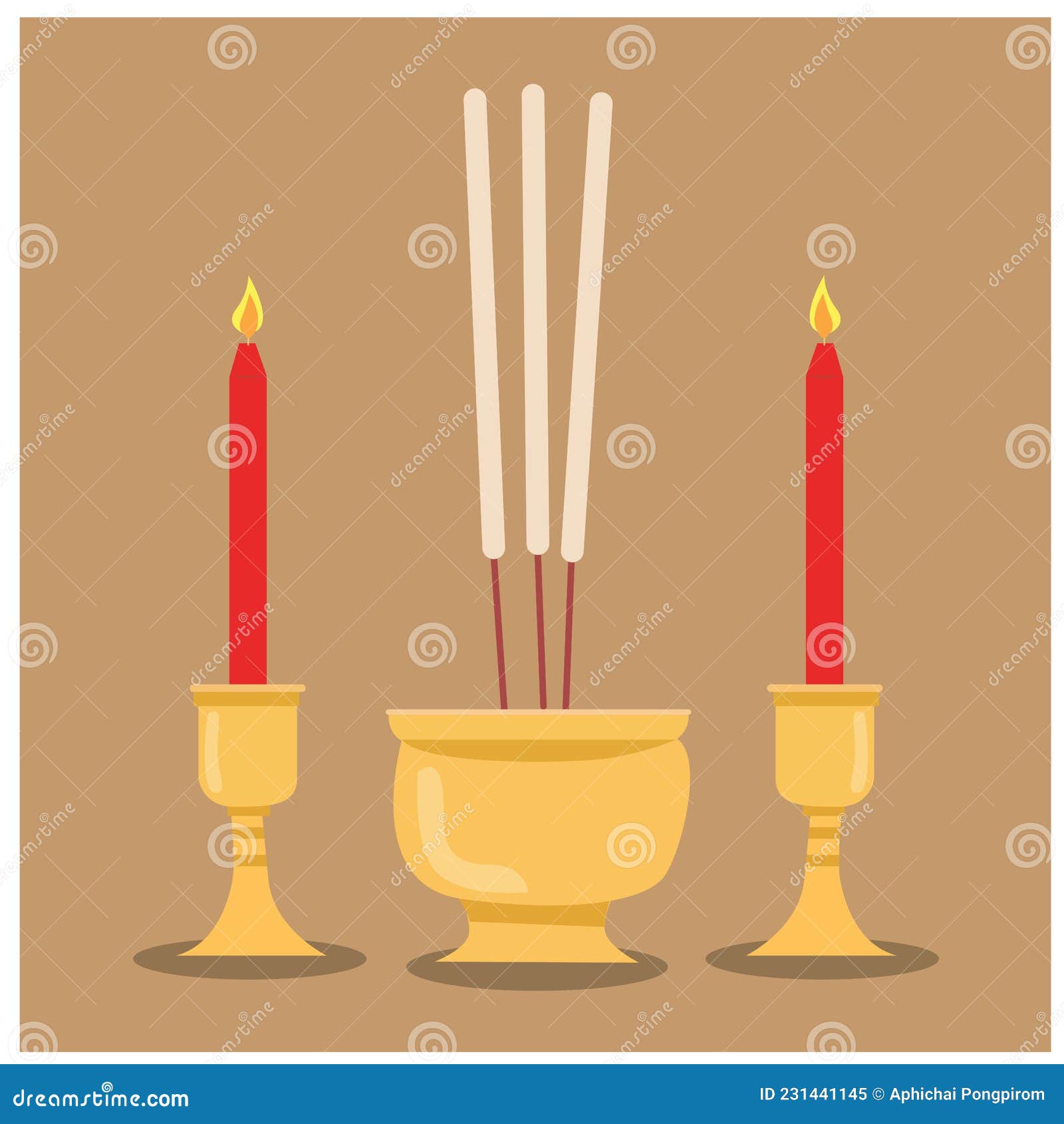 Vector Illustration Candle, Incense, Pot, Suitable for Making Posters ...
