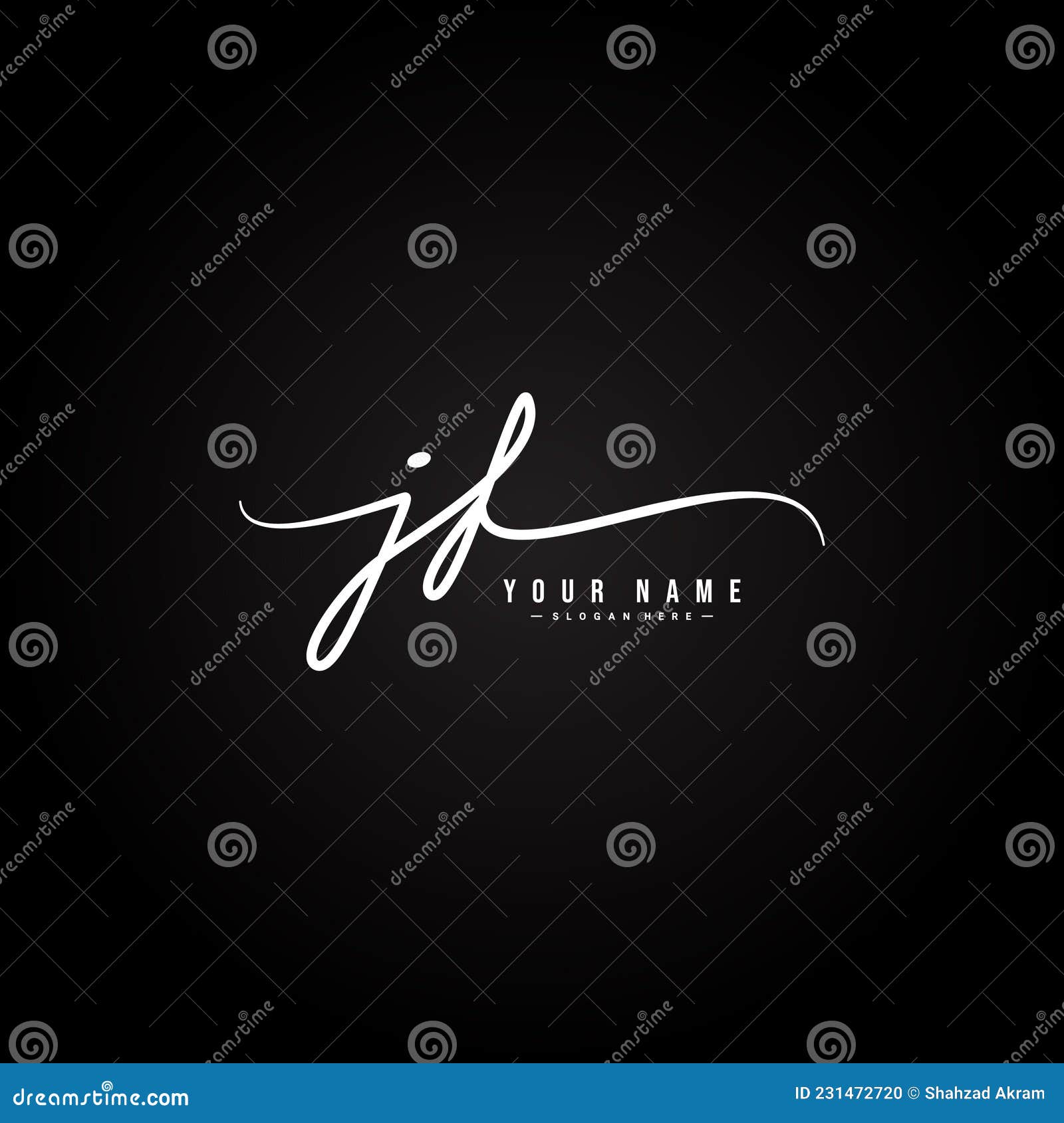 Initial Letter JF Logo - Handwritten Signature Style Logo Stock Vector ...