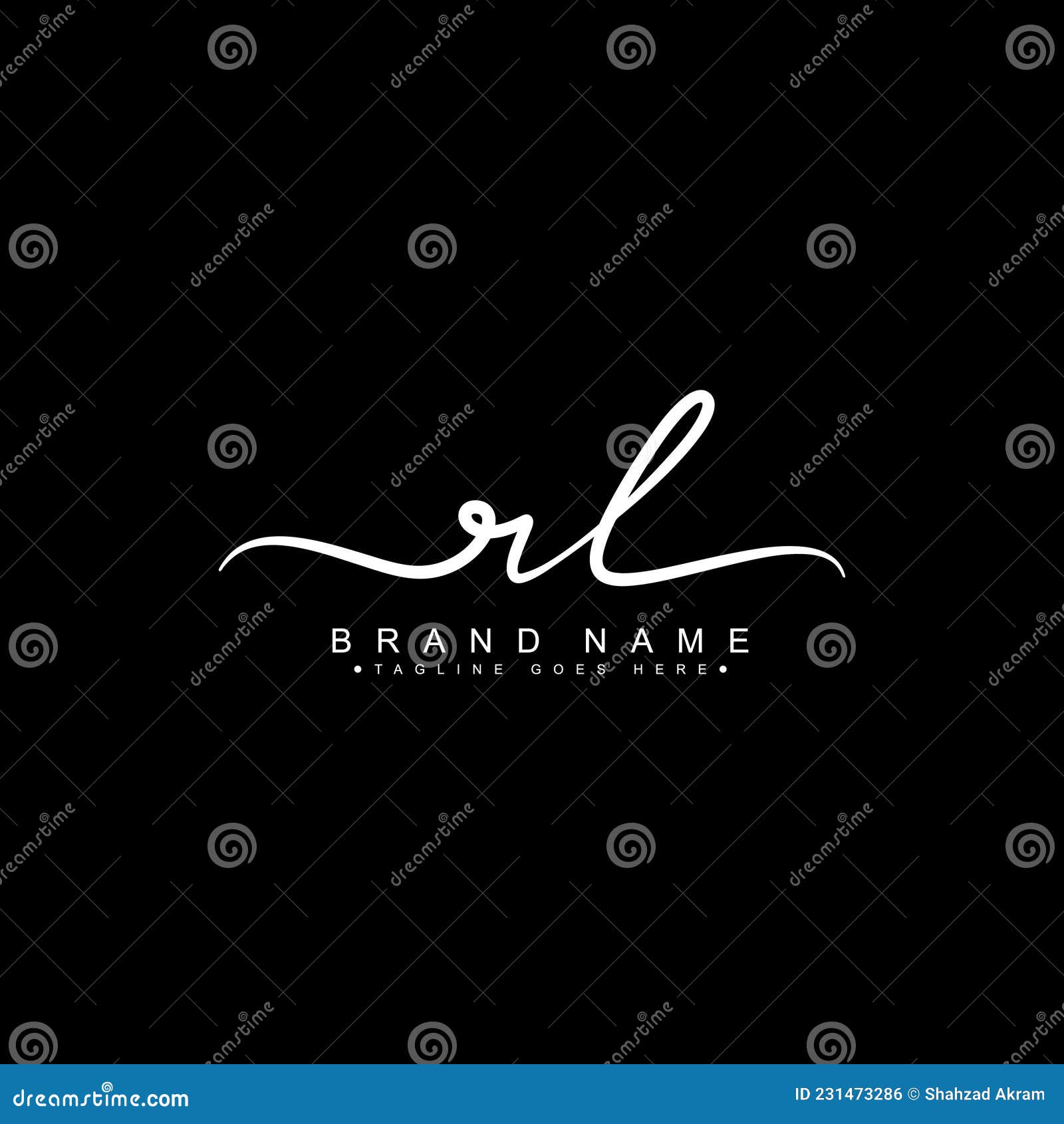 Initial Letter RL Logo - Handwritten Signature Style Logo Stock Vector ...