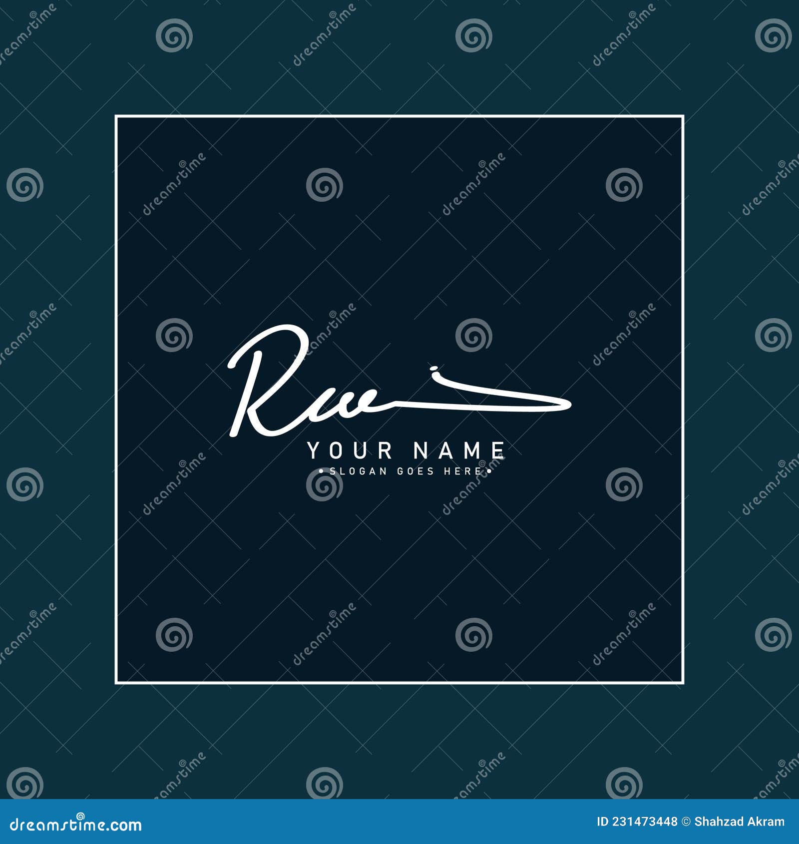 Initial Letter RW Logo - Handwritten Signature Style Logo Stock Vector ...