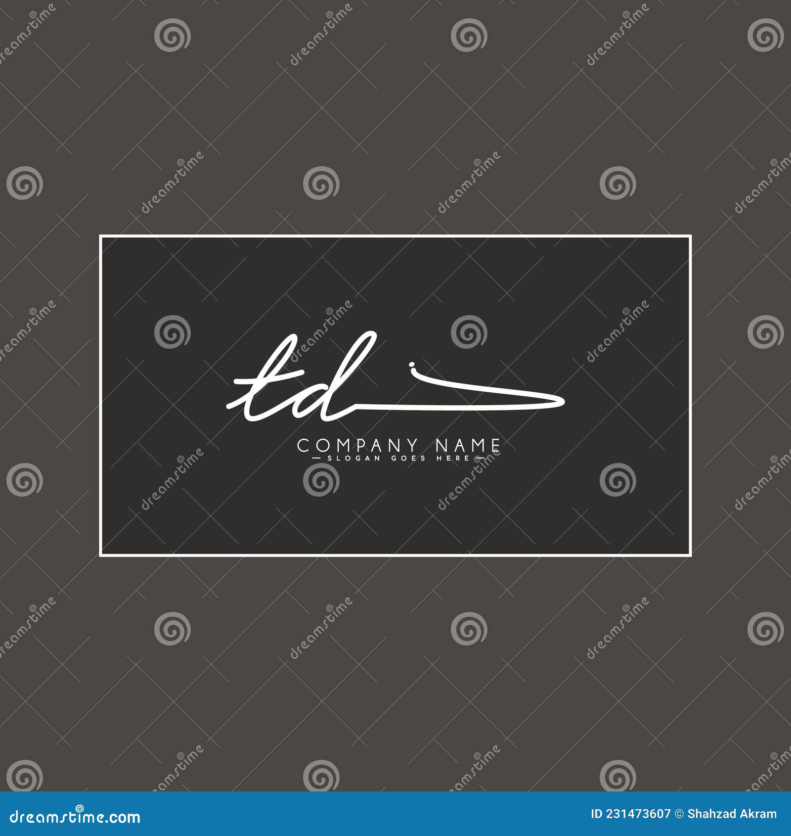 Initial Letter TD Logo - Handwritten Signature Style Logo Stock Vector ...