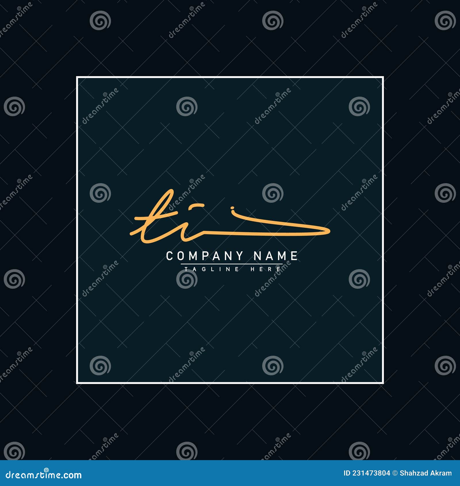 Initial Letter TI Logo - Handwritten Signature Style Logo Stock Vector ...