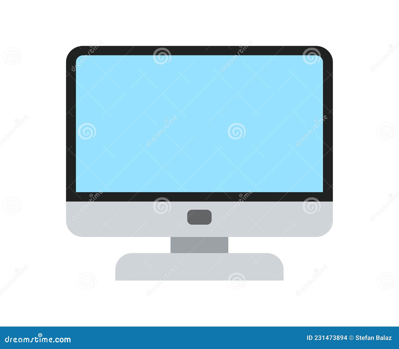 Computer Monitor in Trendy Cartoon Style Icon Isoalted on White ...