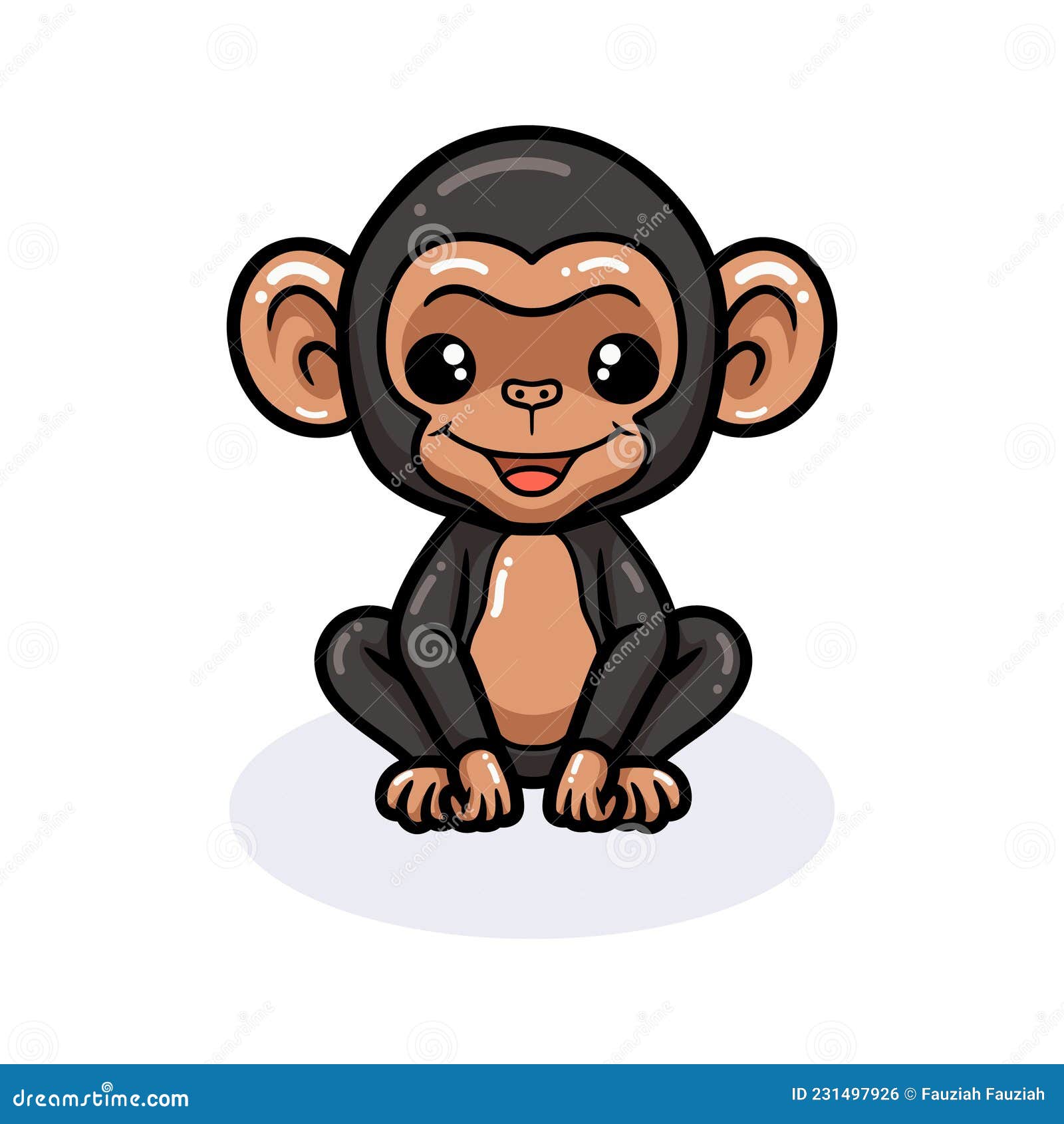 Cute Baby Chimpanzee Cartoon Sitting Stock Vector - Illustration of ...