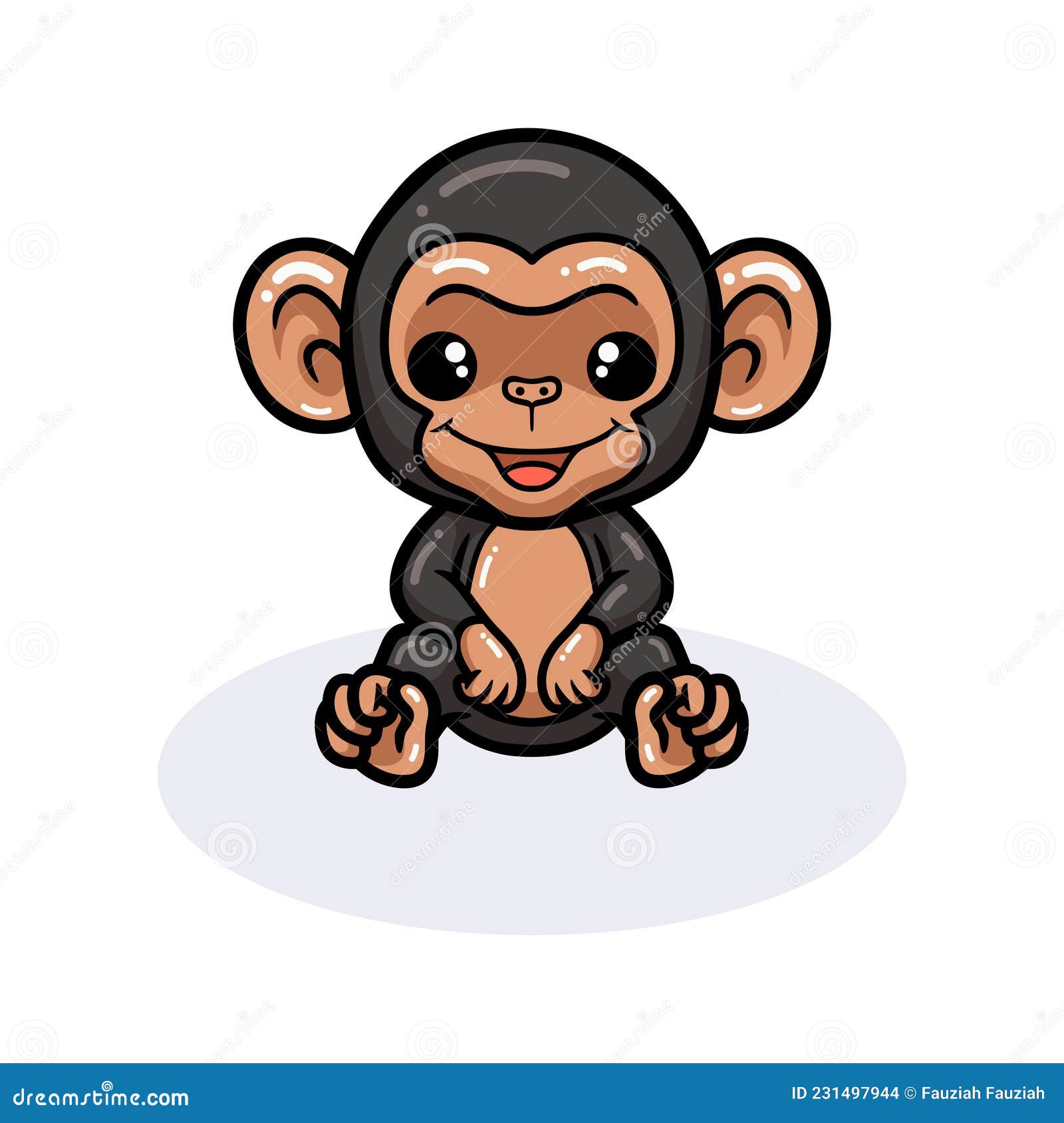 Cute Baby Chimpanzee Cartoon Sitting Stock Vector - Illustration of ...