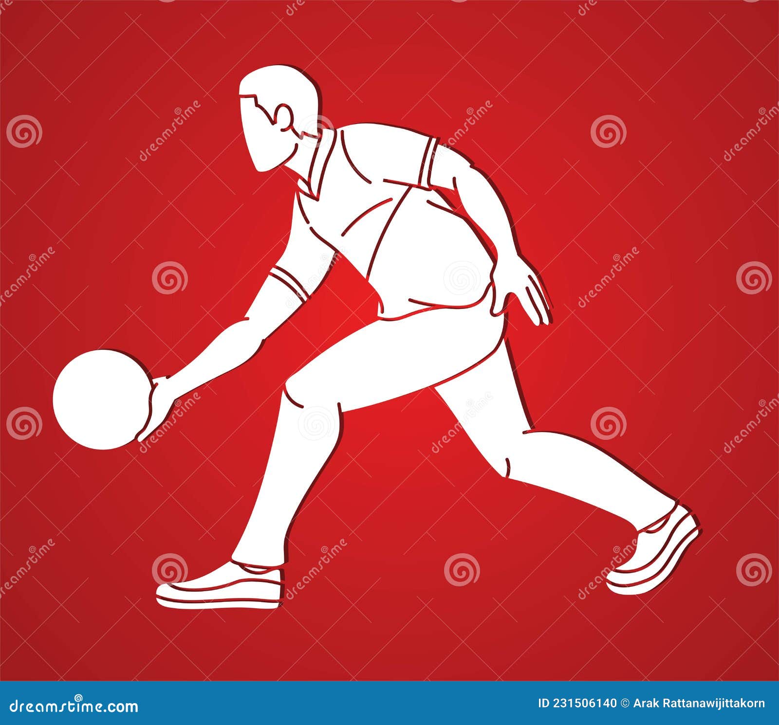 Male Player Bowling Sport Bowler Action Cartoon Graphic Vector Stock ...