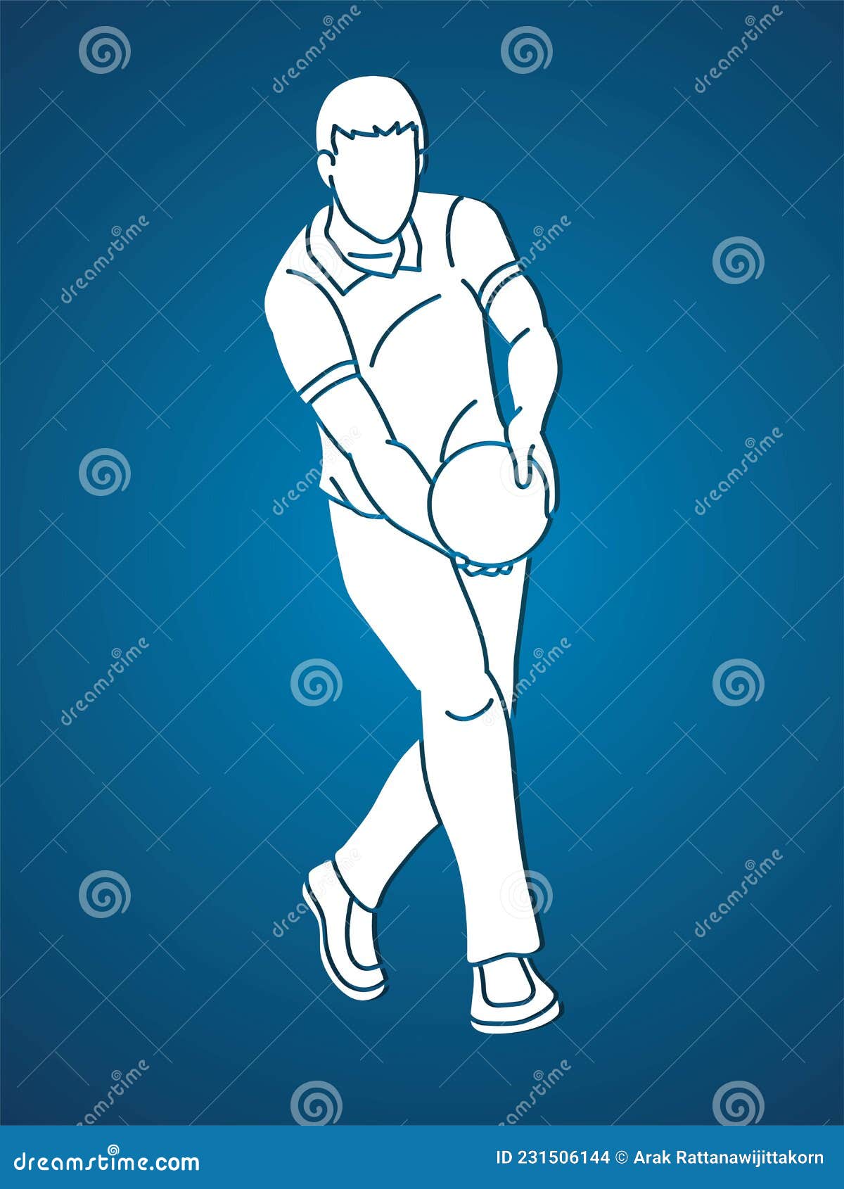 Male Player Bowling Sport Bowler Action Cartoon Graphic Vector Stock ...