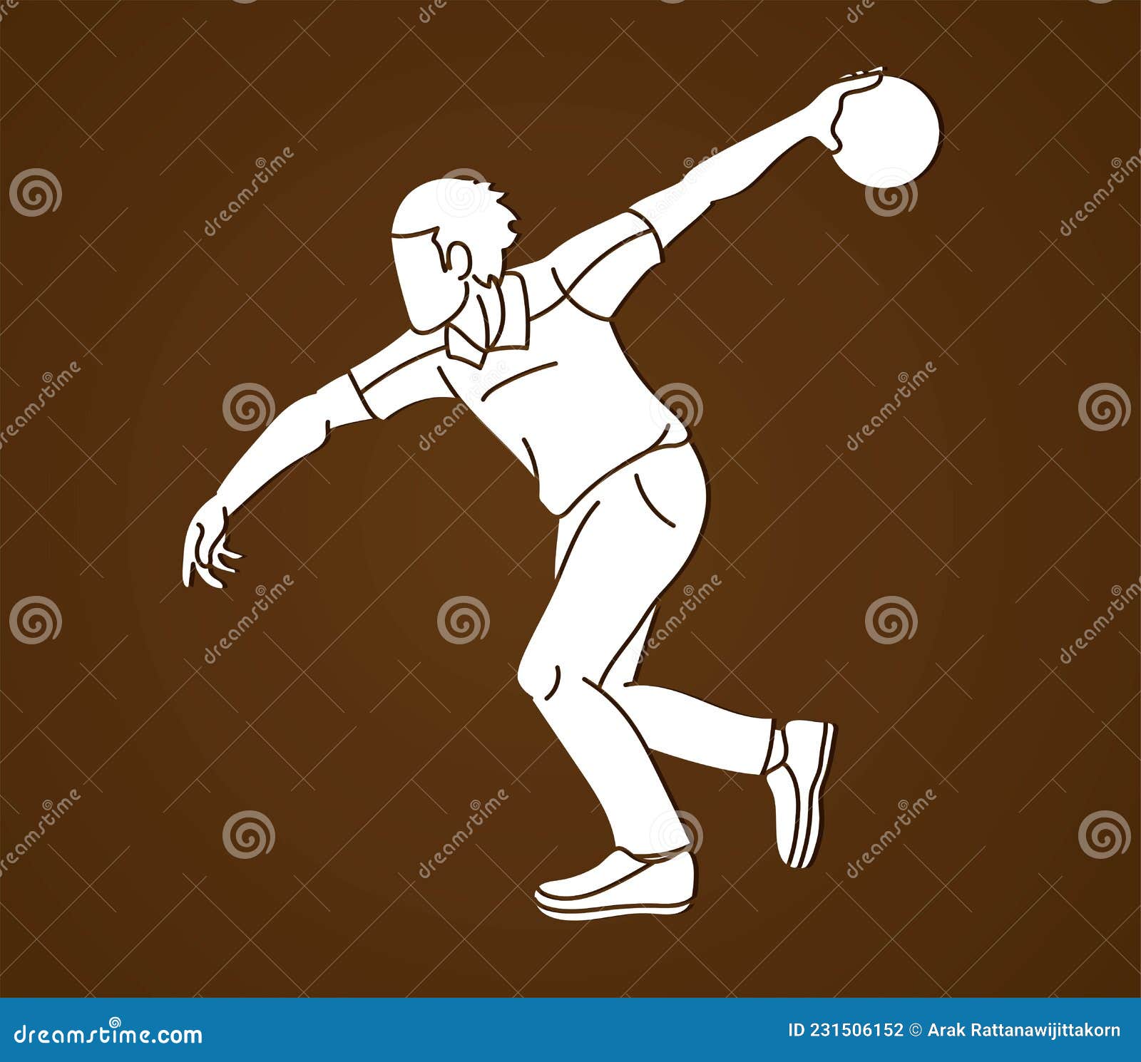 Male Player Bowling Sport Bowler Action Cartoon Graphic Vector Stock ...