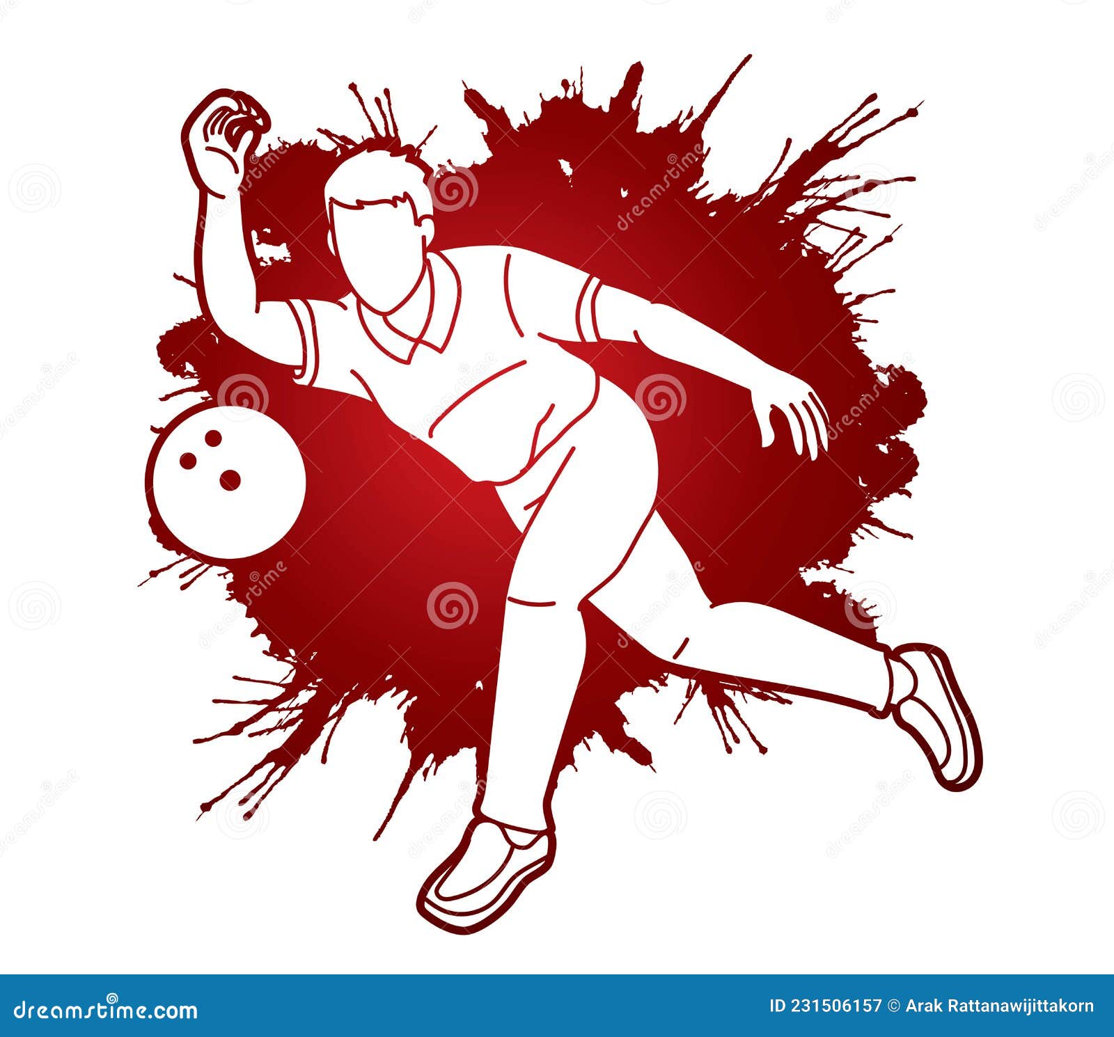 Male Player Bowling Sport Bowler Action Cartoon Graphic Vector Stock ...