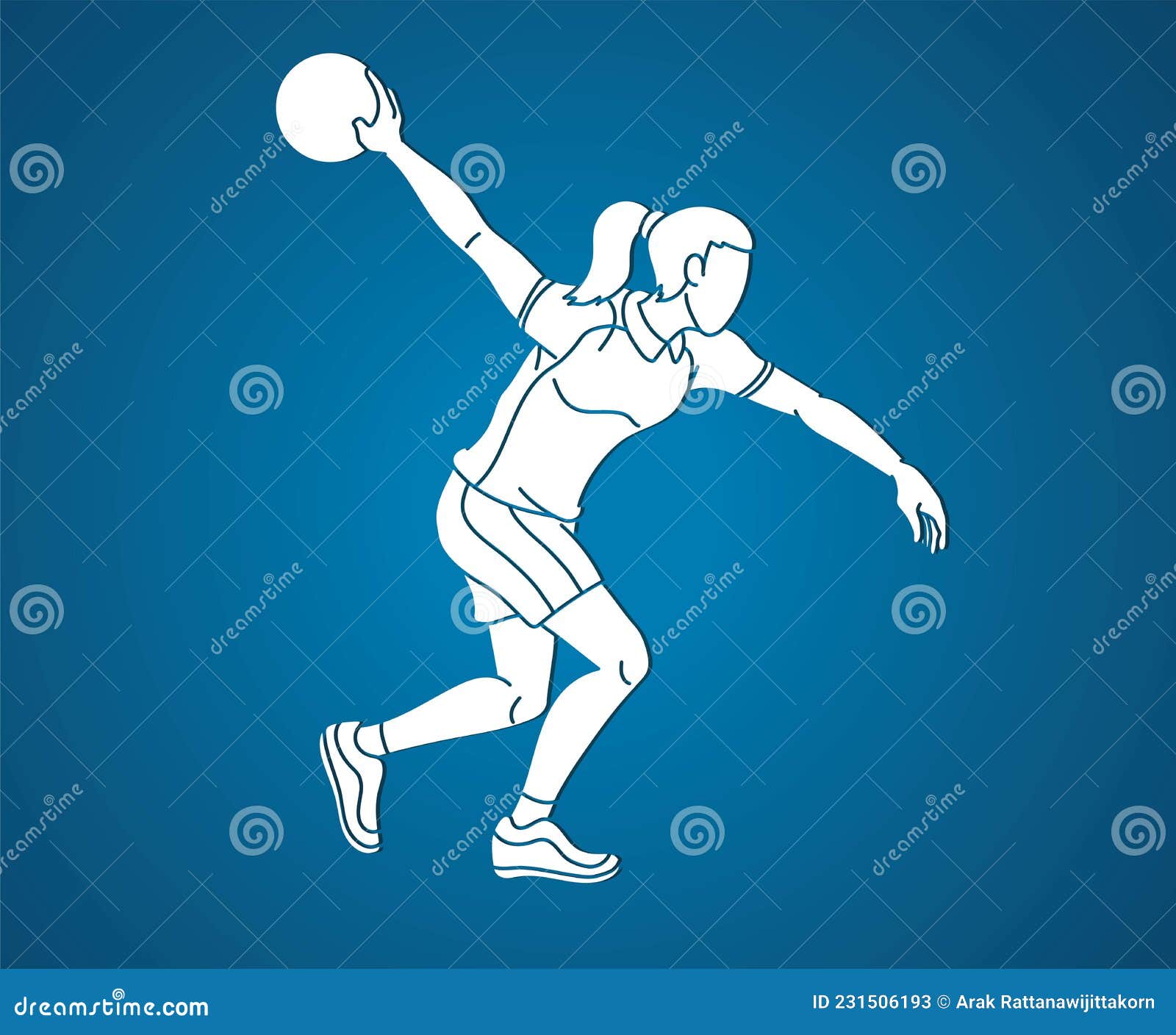 Female Player Bowling Sport Bowler Action Cartoon Graphic Vector Stock ...