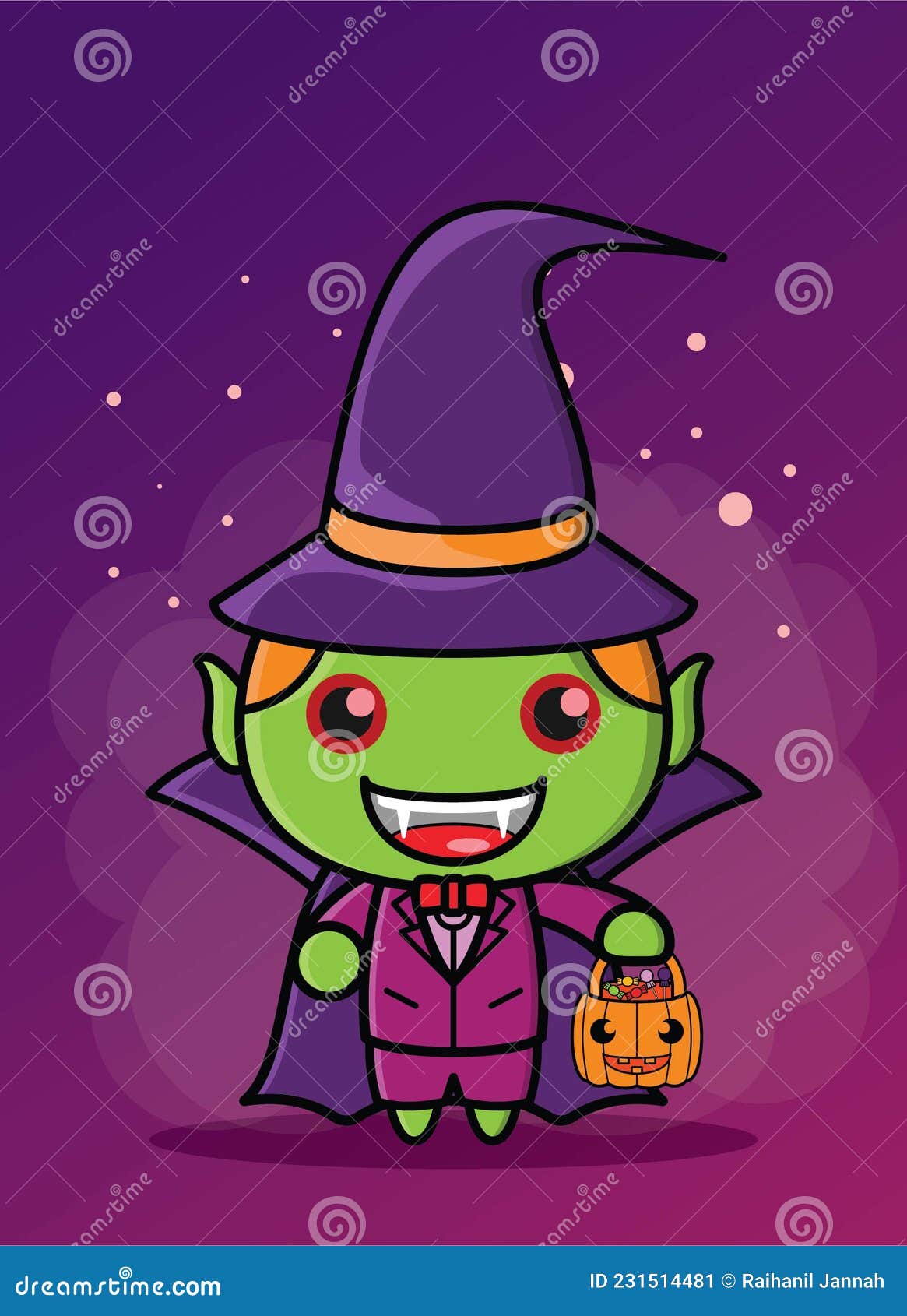 Illustration Vector Graphic of Vampire with Candy Bucket, Trick or ...